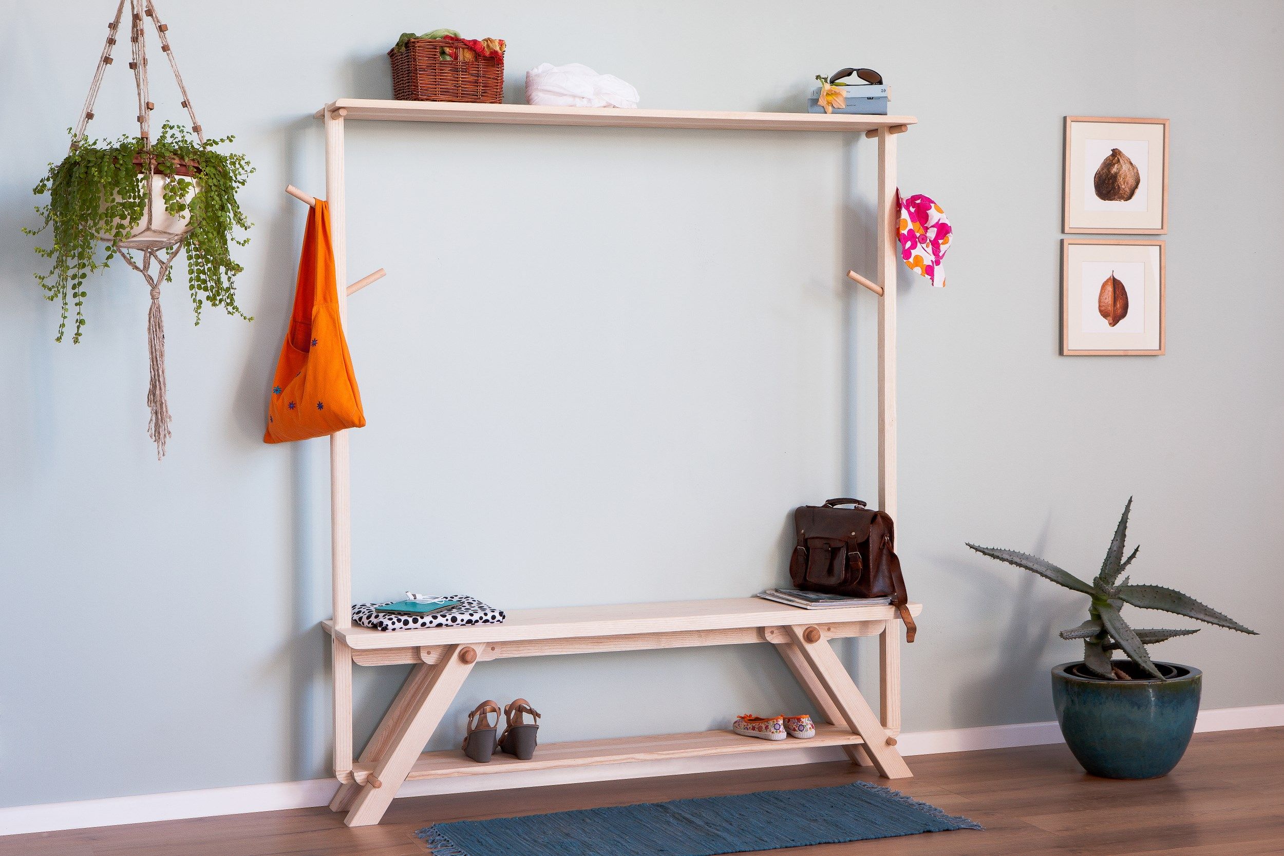 Solid wood bench / hallway unit PANKA By Xilolab