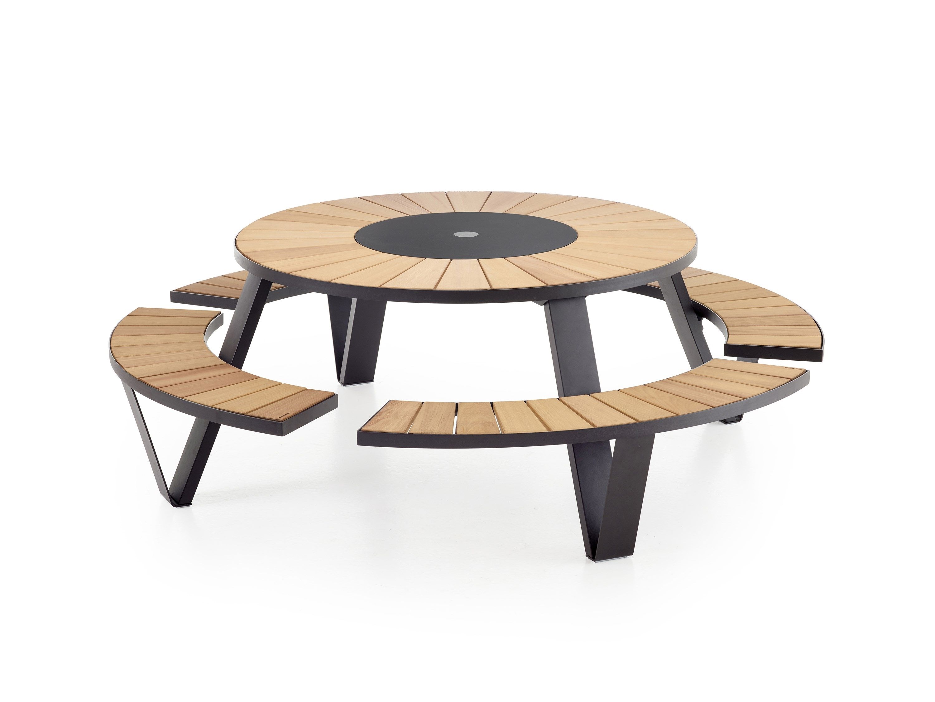 Round picnic table with integrated benches PANTAGRUEL PICNIC By ...