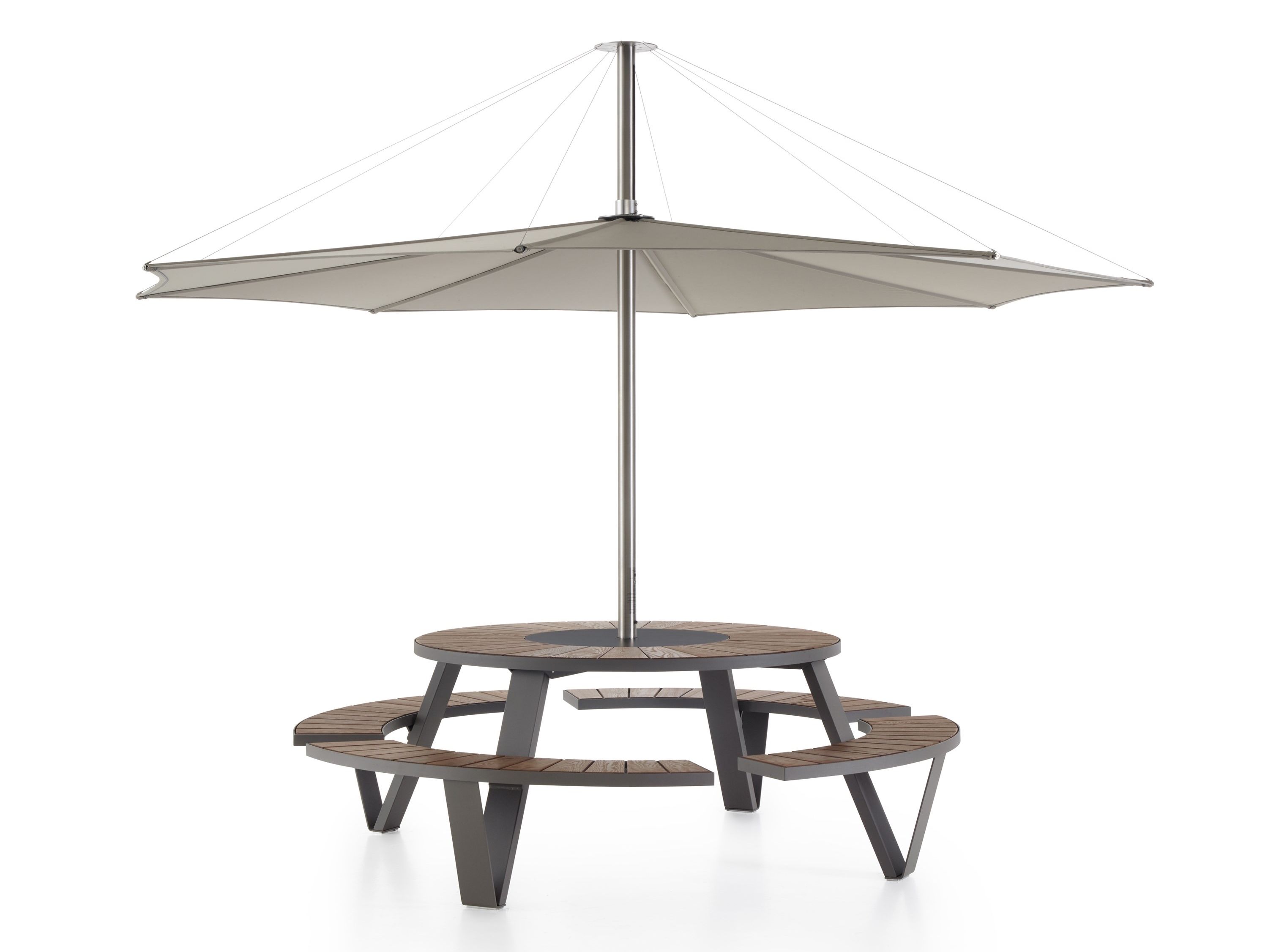Round picnic table with integrated benches PANTAGRUEL PICNIC By ...