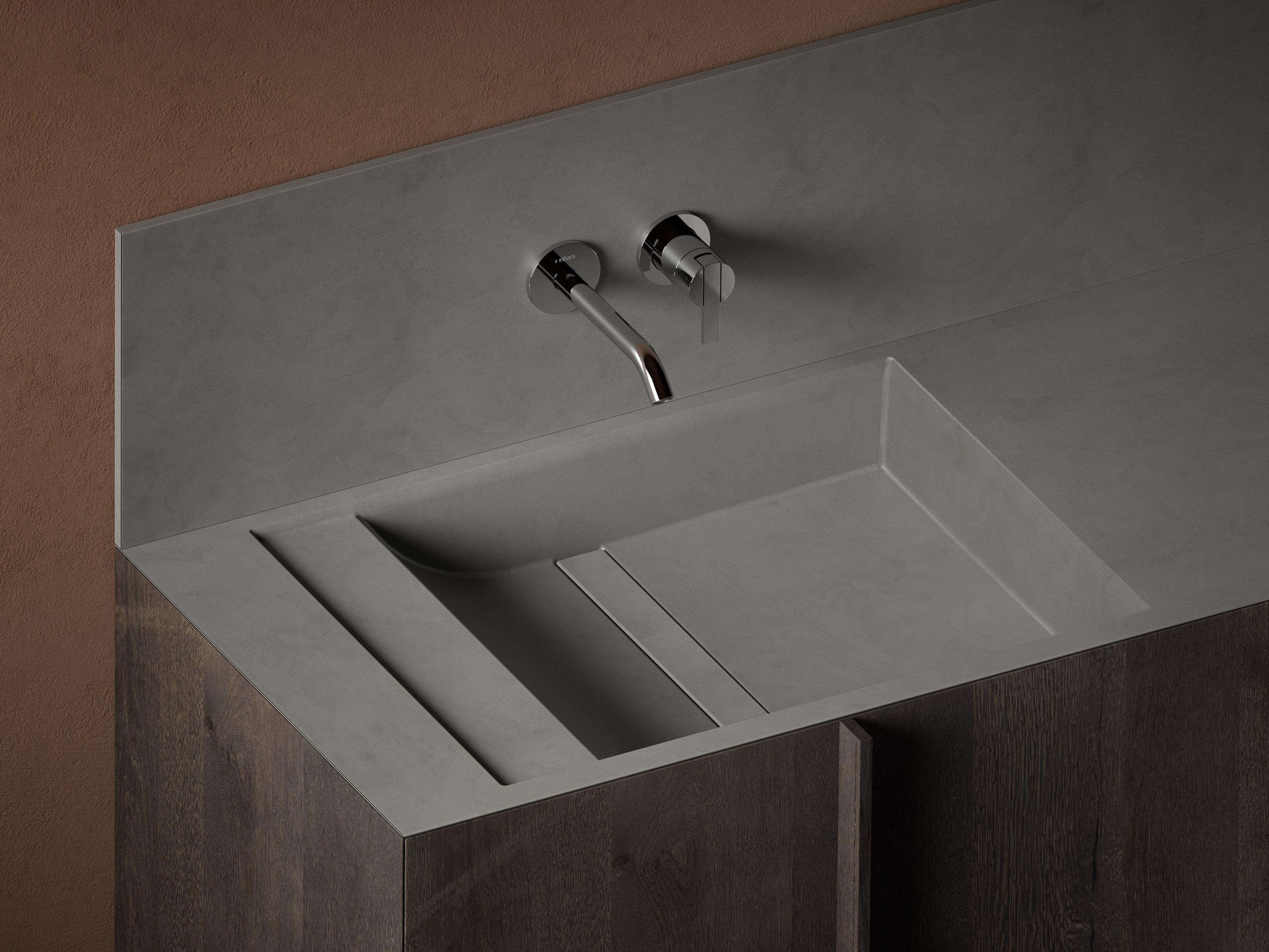 PARAL | Washbasin with integrated countertop By INBANI design Victor ...