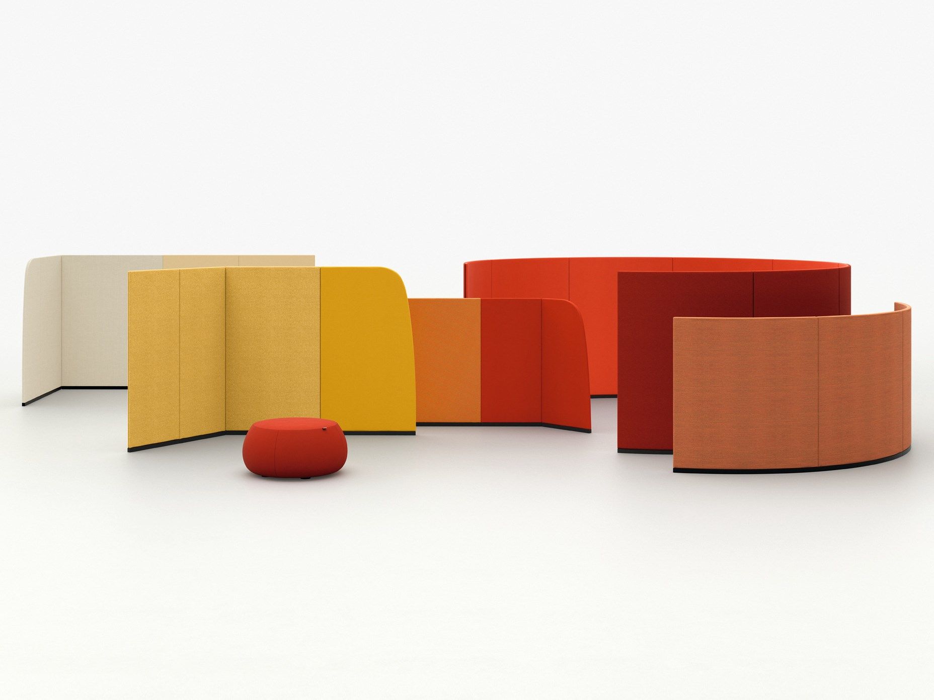 Sound absorbing freestanding fabric office screen PARAVAN By arper ...