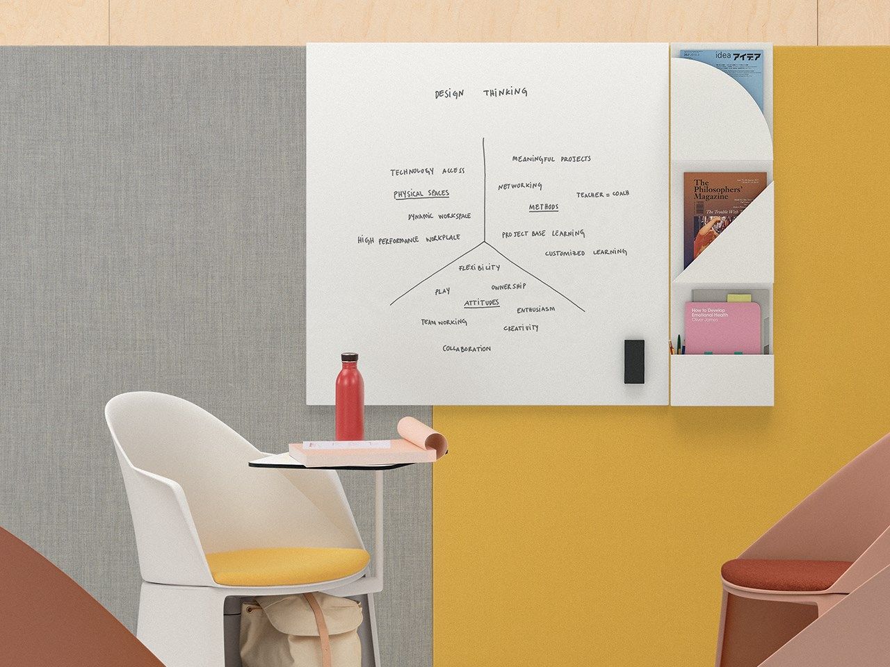 PARAVAN MOOD Wall-mounted plate office whiteboard By Arper