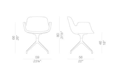 PASS Swivel fabric chair with armrests By Lapalma | design Hee Welling