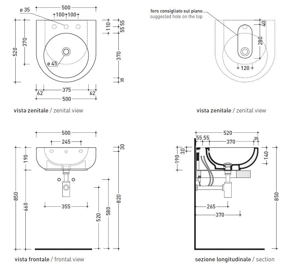 PASS | Wall-mounted handrinse basin By CERAMICA FLAMINIA