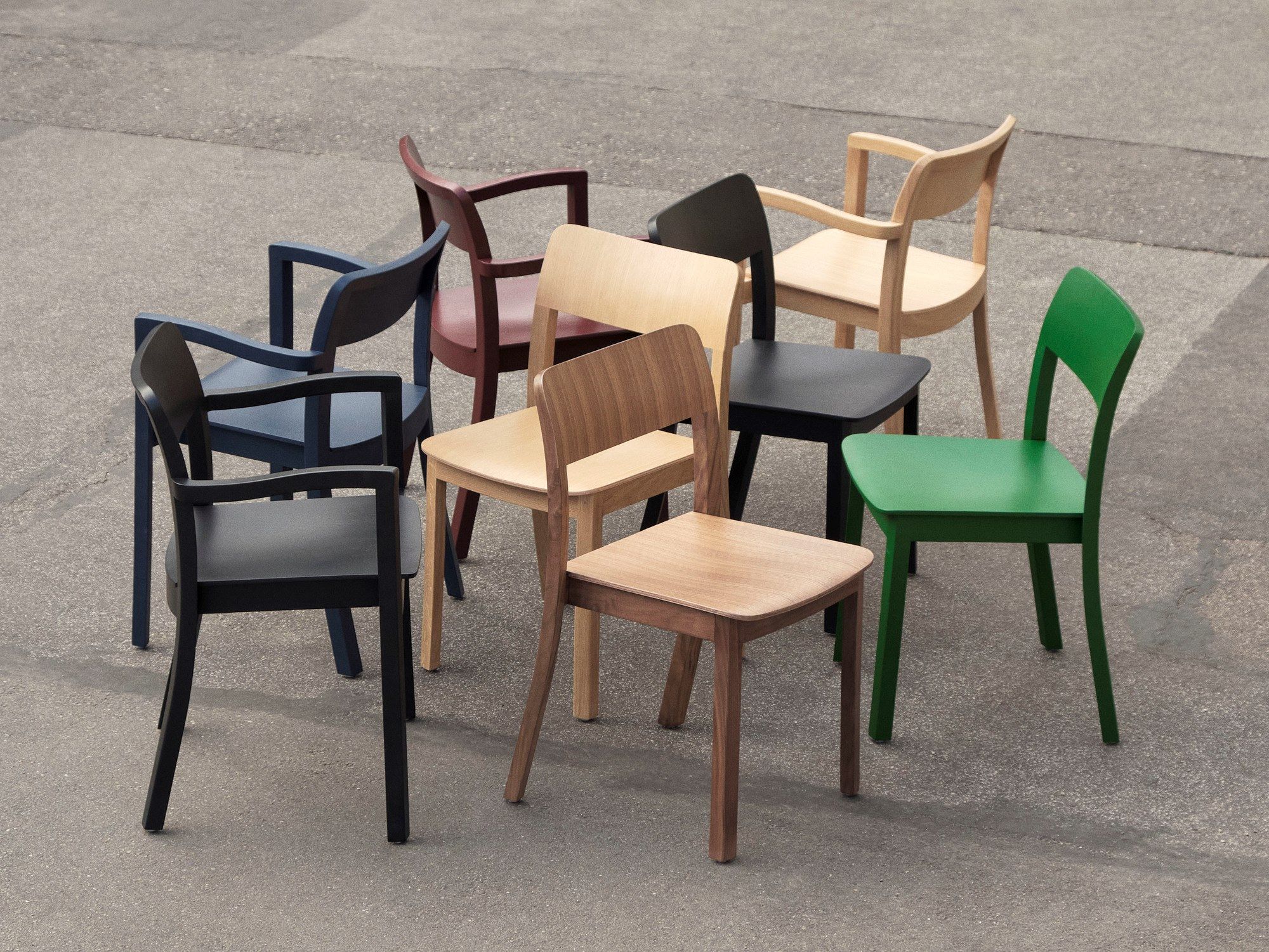 PASTIS Stackable wooden chair with armrests By Hay | design Julien Renault