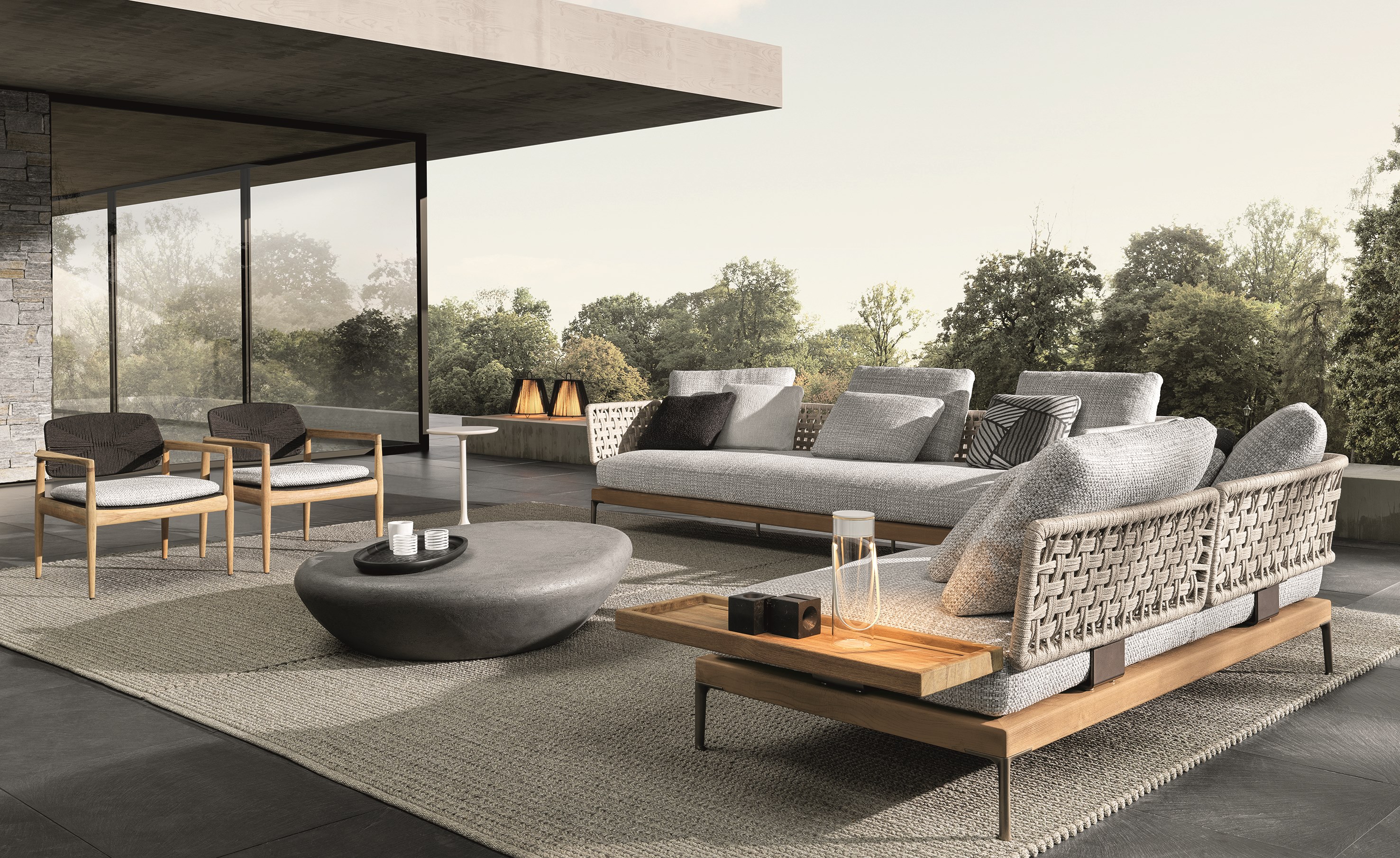 PATIO TEAK Divano da outdoor a 2 posti in tessuto con base in teak By ...