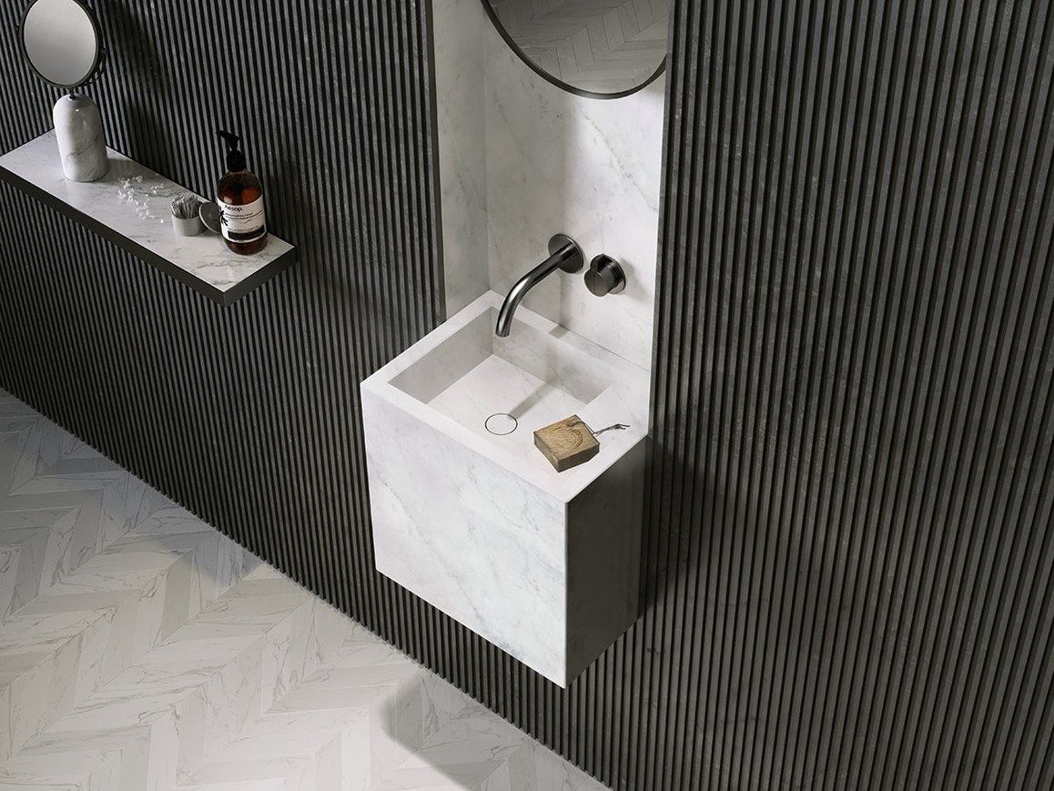 Single wall-mounted natural stone washbasin PB BASIN – 40 By COCOON ...