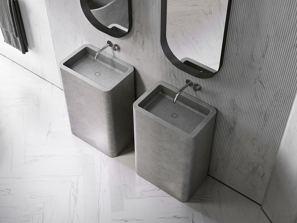 PB COLUMN Freestanding rectangular natural stone washbasin By COCOON ...