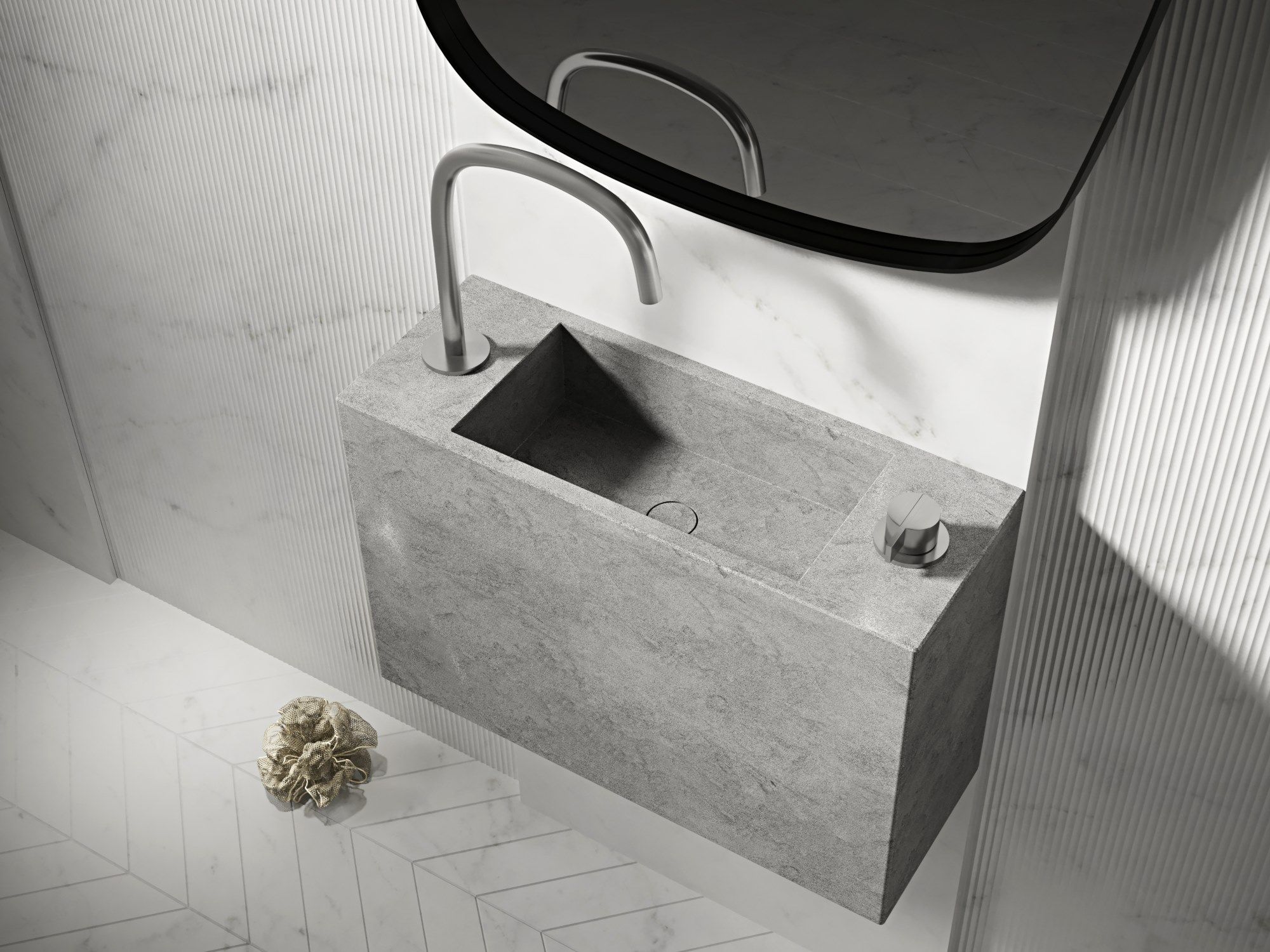 Rectangular wall-mounted handrinse basin PB MICRO BASIN - 60B By COCOON ...