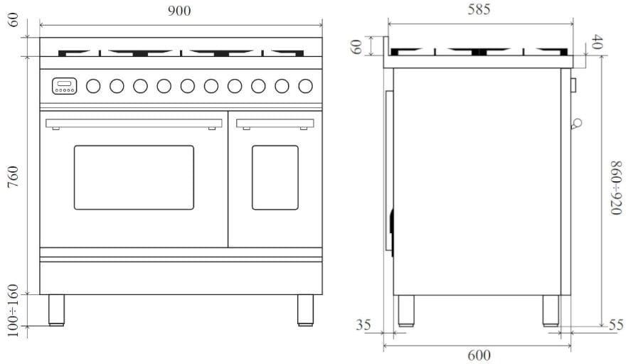 PD09W | Cooker for induction hob Steel cooker for induction hob By Ilve