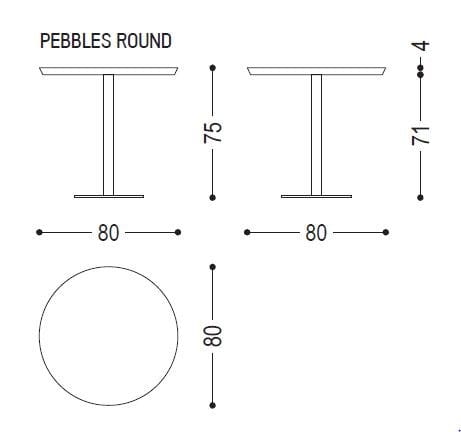 PEBBLES ROUND Round table with solid wood top and iron base By Riva ...