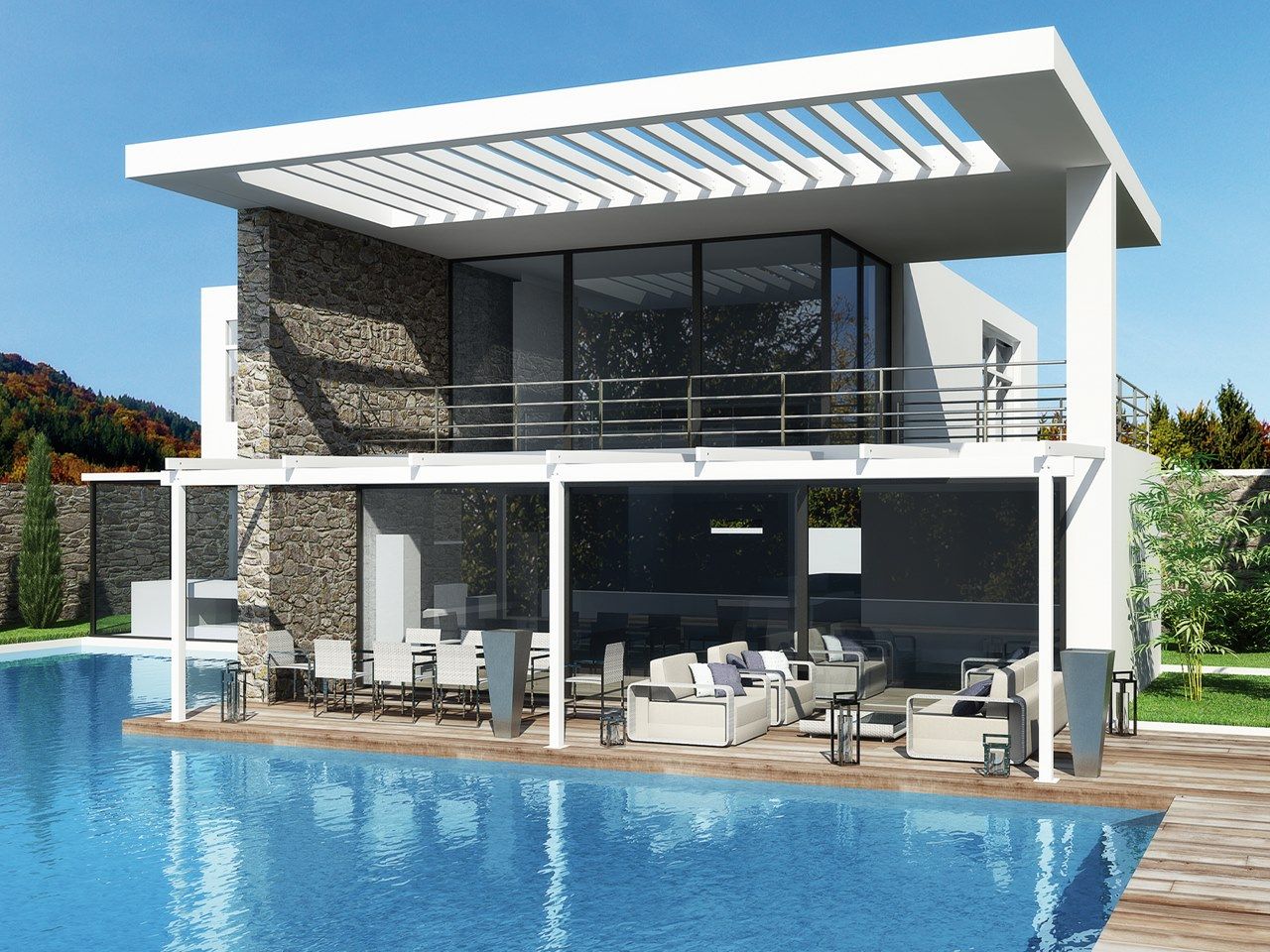 Wall-mounted bioclimatic pergola PERGAL By DIRELLO