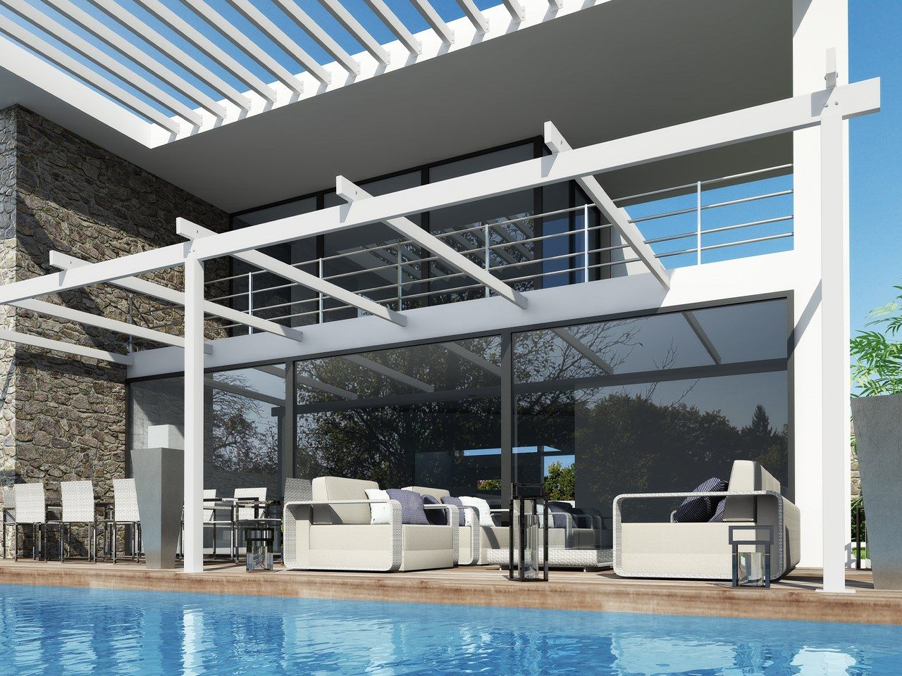 Wall-mounted bioclimatic pergola PERGAL By DIRELLO