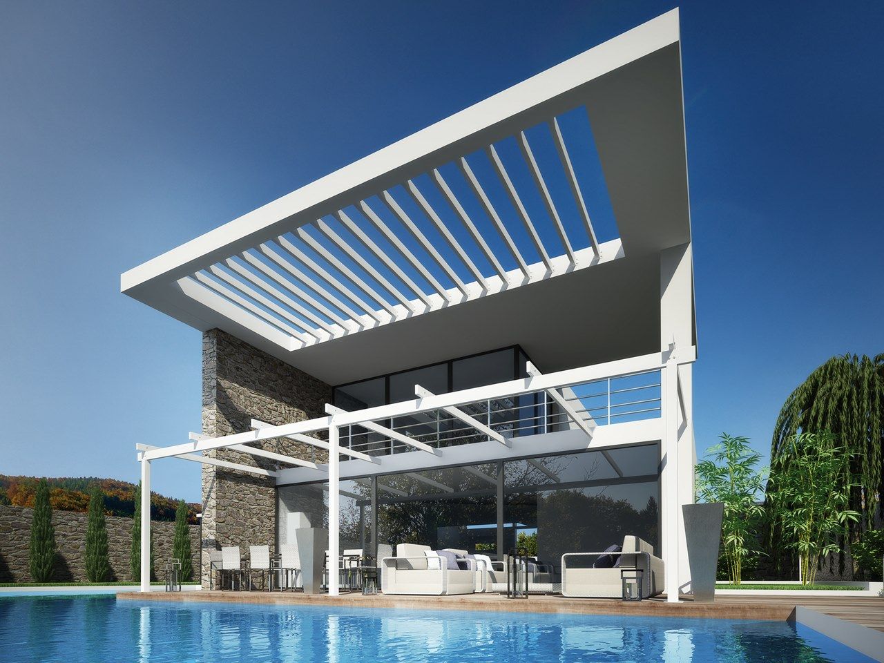 Wall-mounted bioclimatic pergola PERGAL By DIRELLO