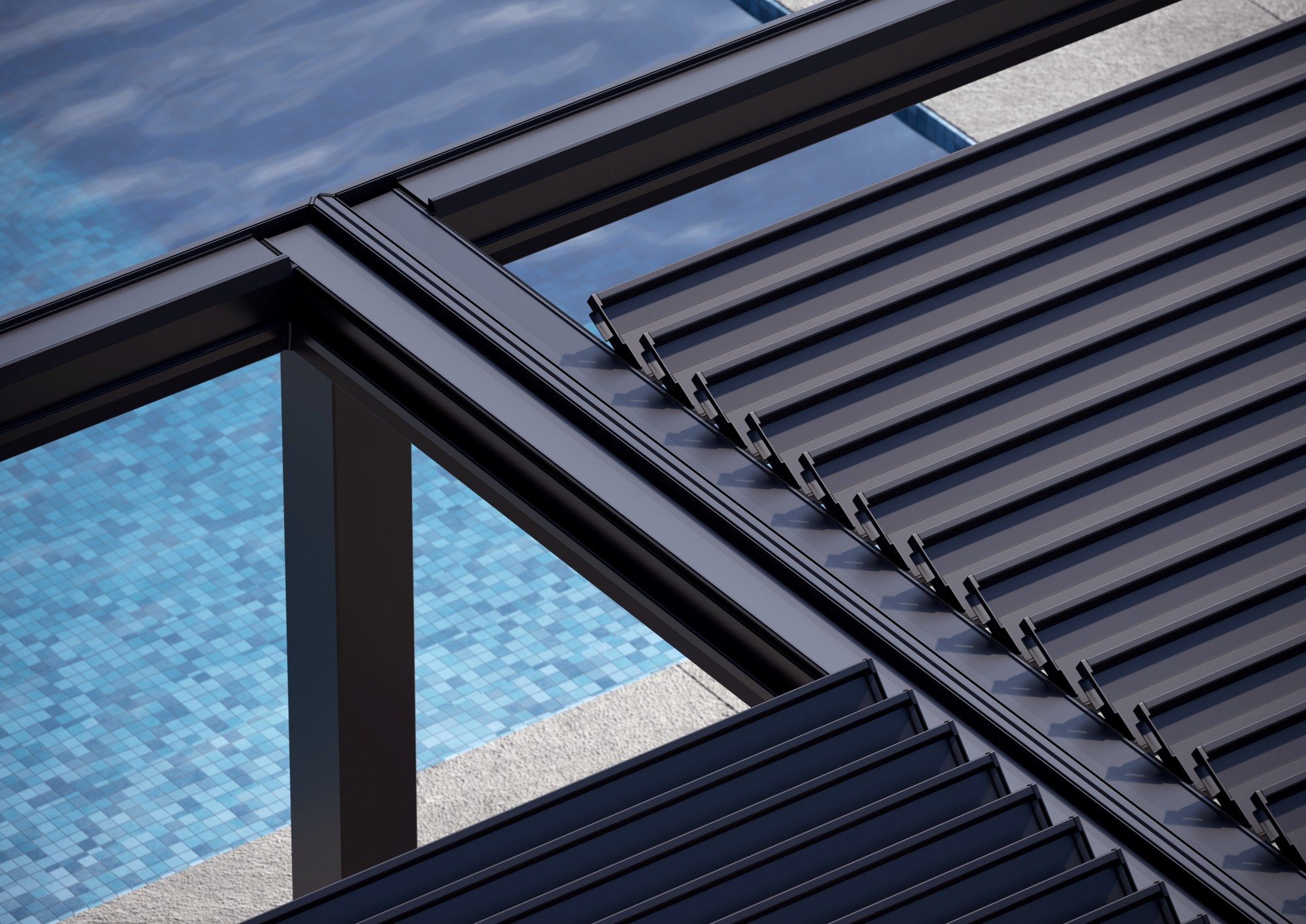 PERGOMOVE Wall-mounted metal pergola with folding louvers with ...