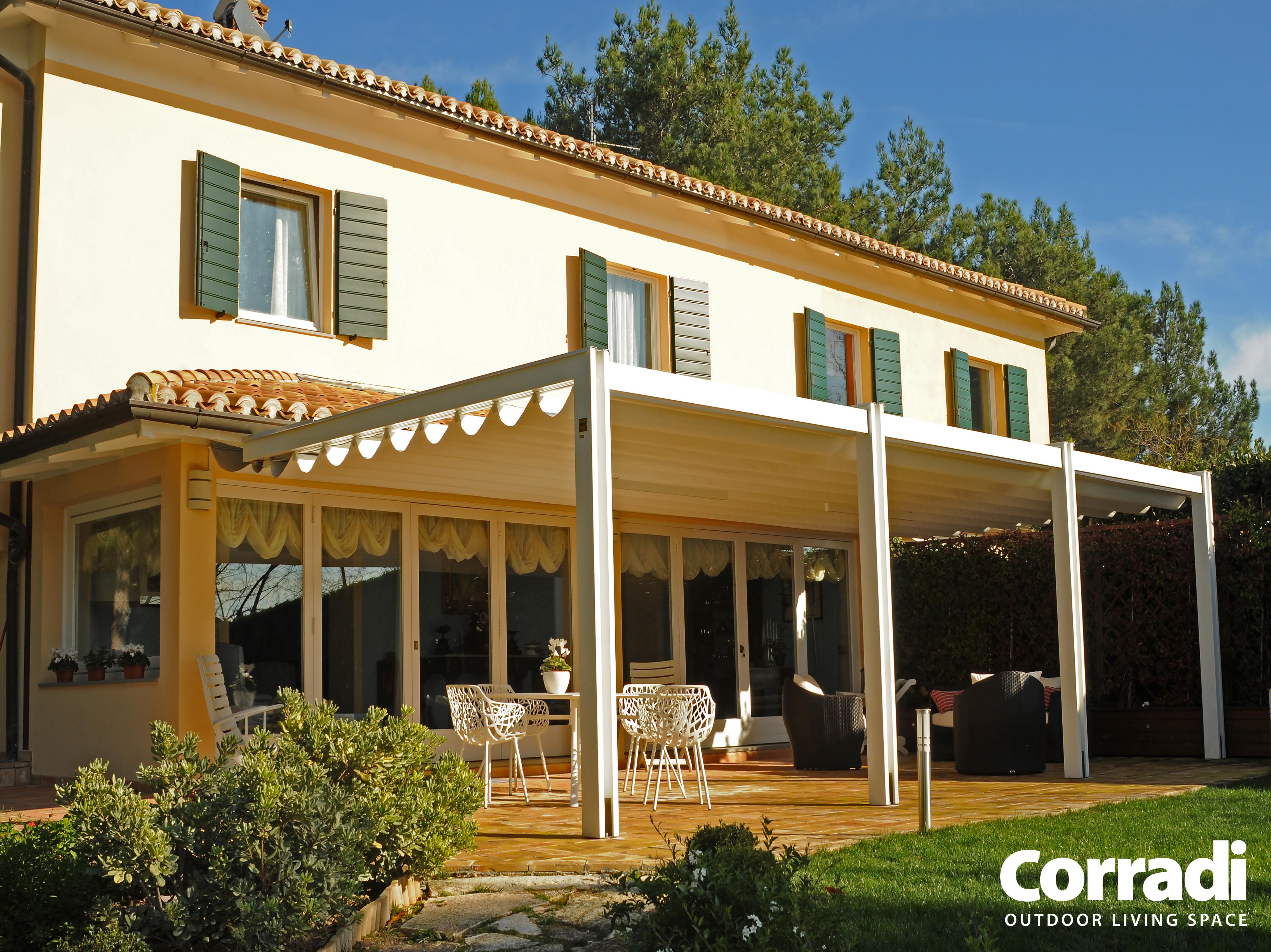 Wooden pergola PERGOTENDA® TWIN By Corradi