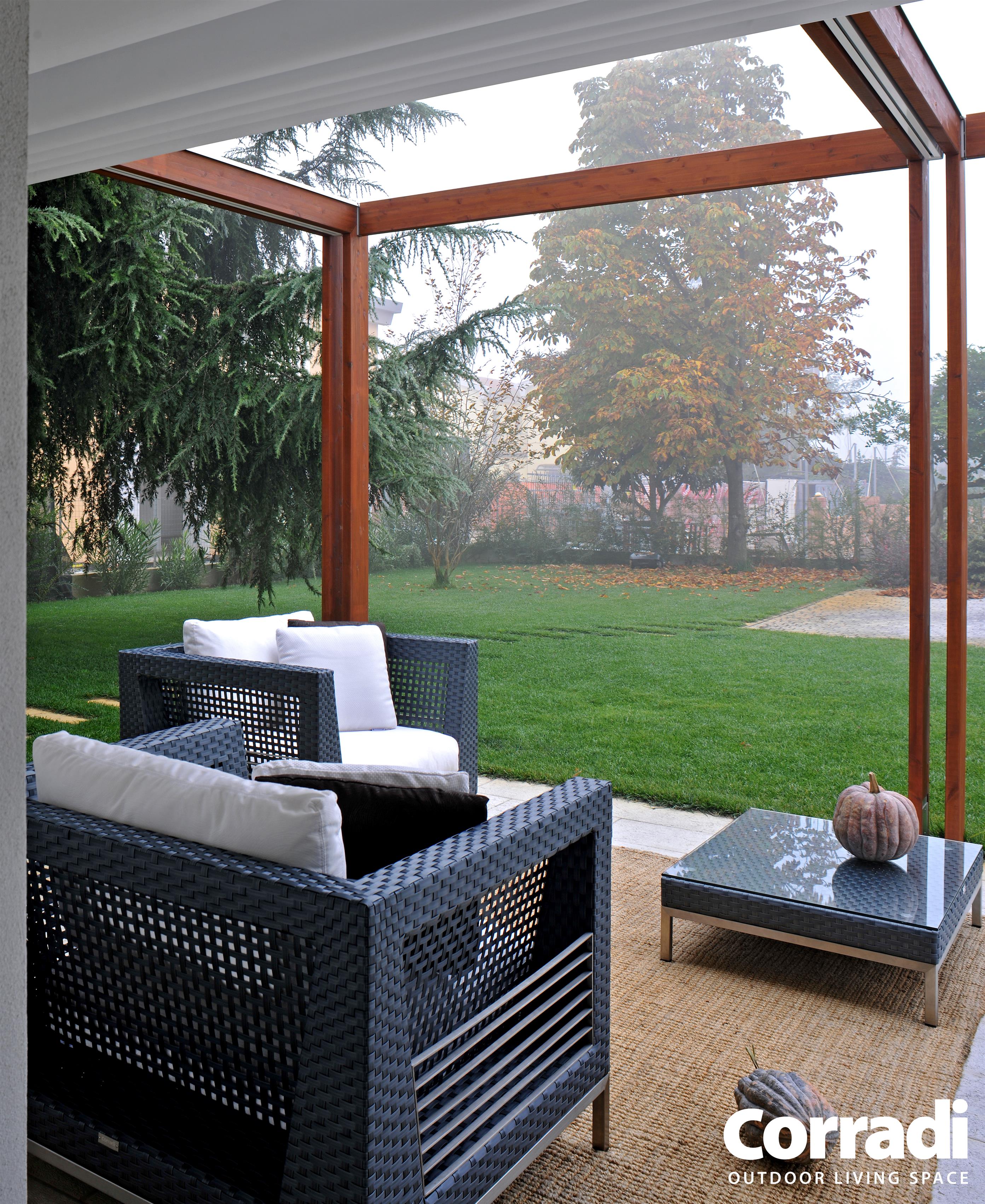 Wooden pergola PERGOTENDA® TWIN By Corradi