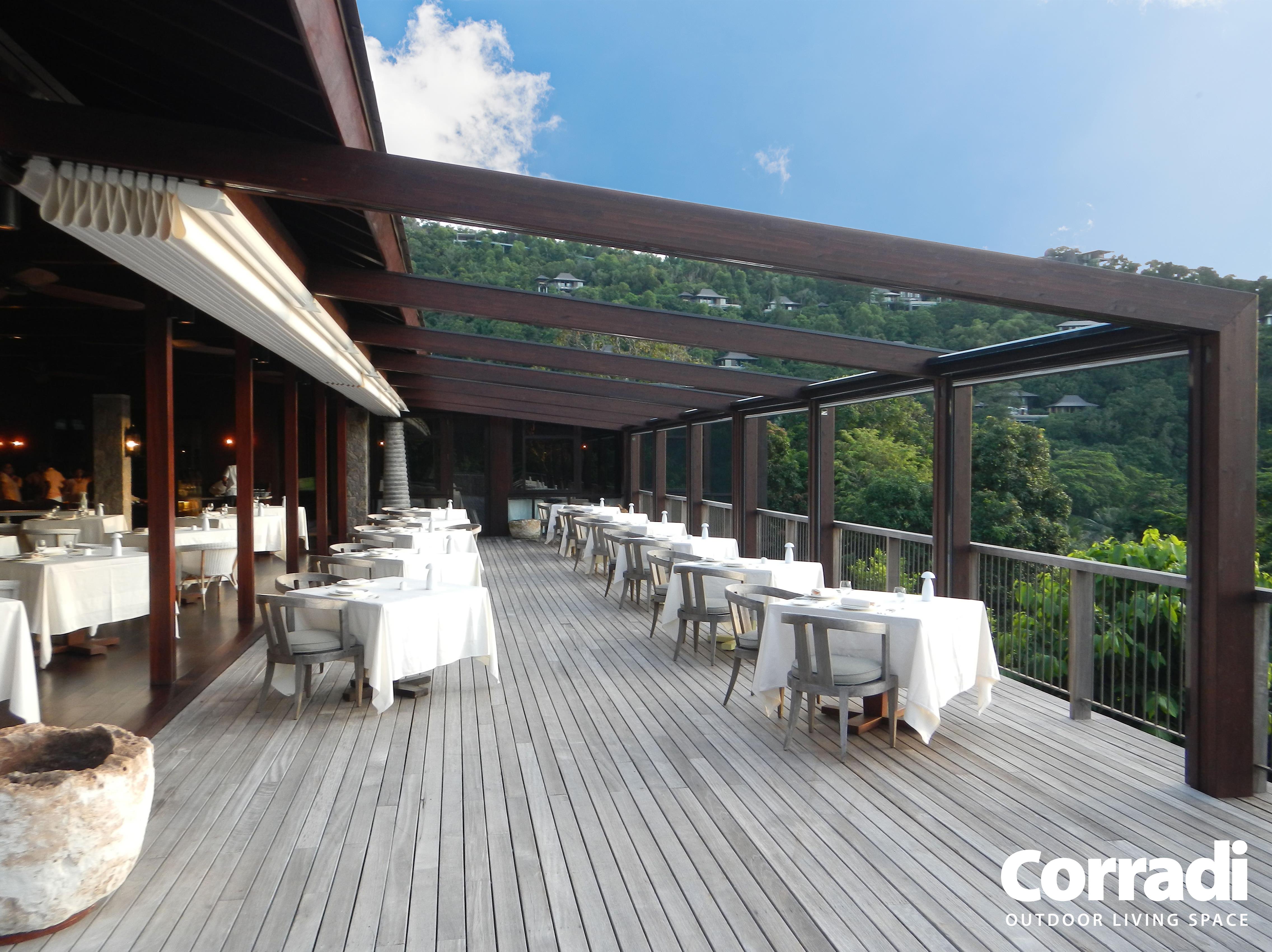 Wooden pergola PERGOTENDA® TWIN By Corradi