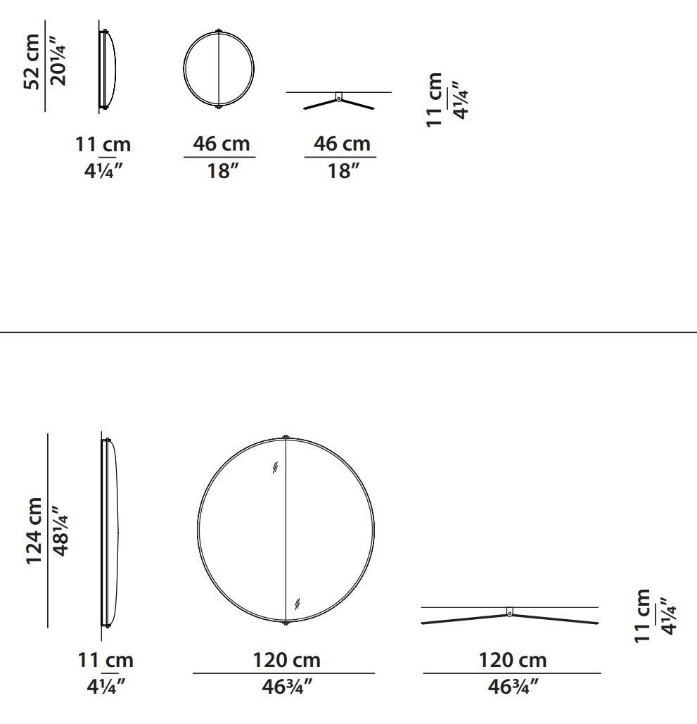 Swivel round wall-mounted mirror PERIS By BAXTER design Pietro Russo