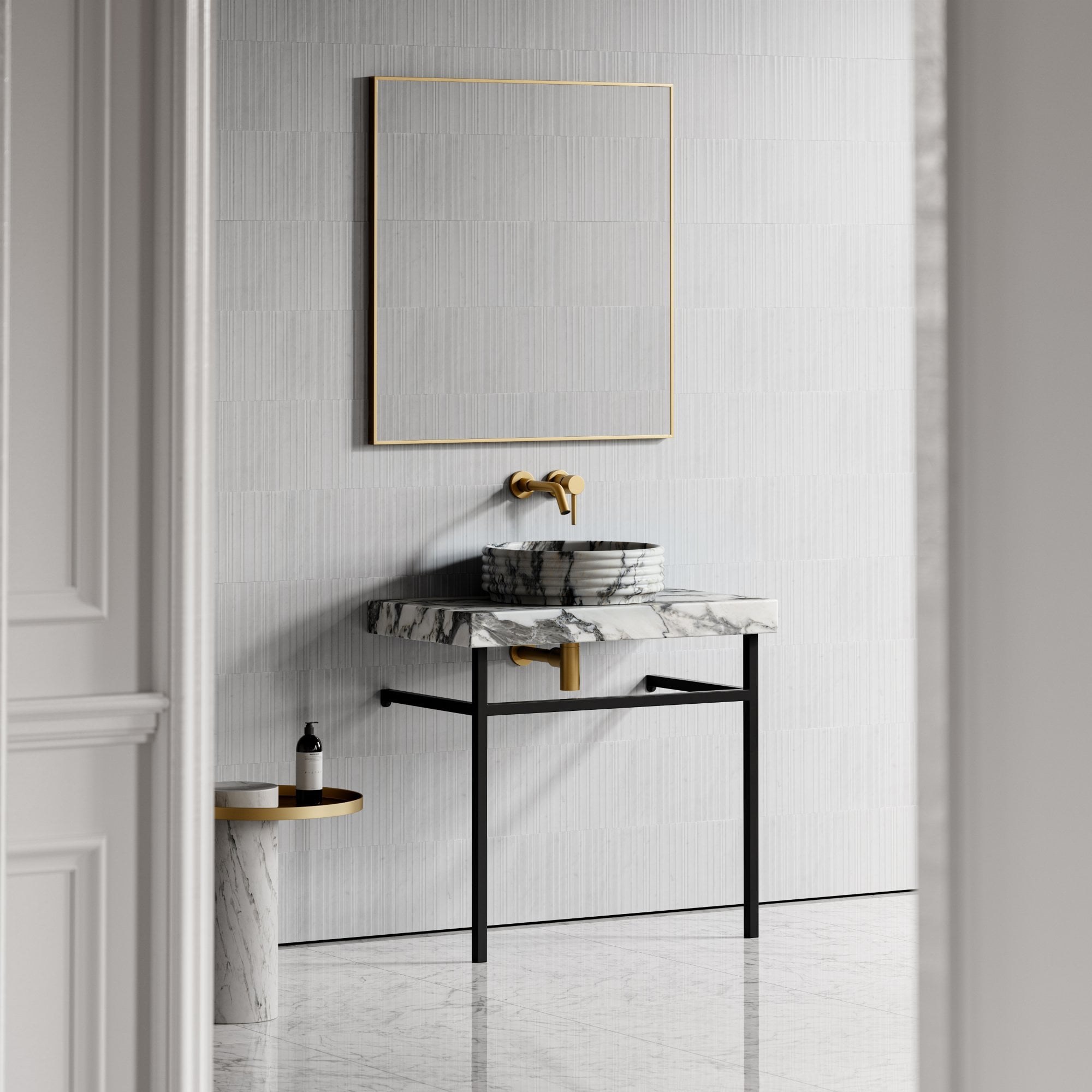 PERLATO | Arabescato marble washbasin Countertop round Arabescato ...