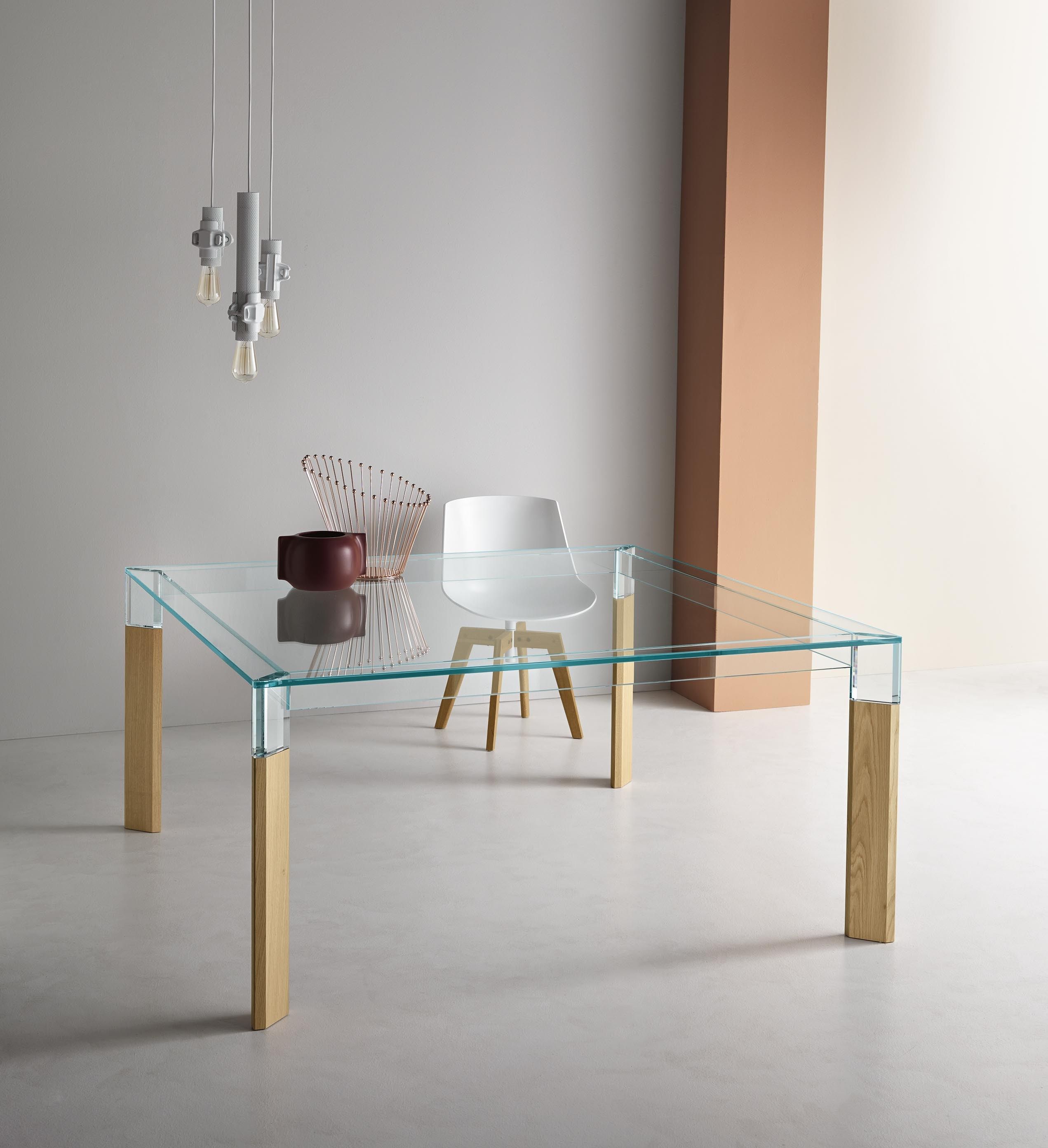 PERSEO Rectangular wood and glass dining table By Tonelli Design | design Paolo Grasselli