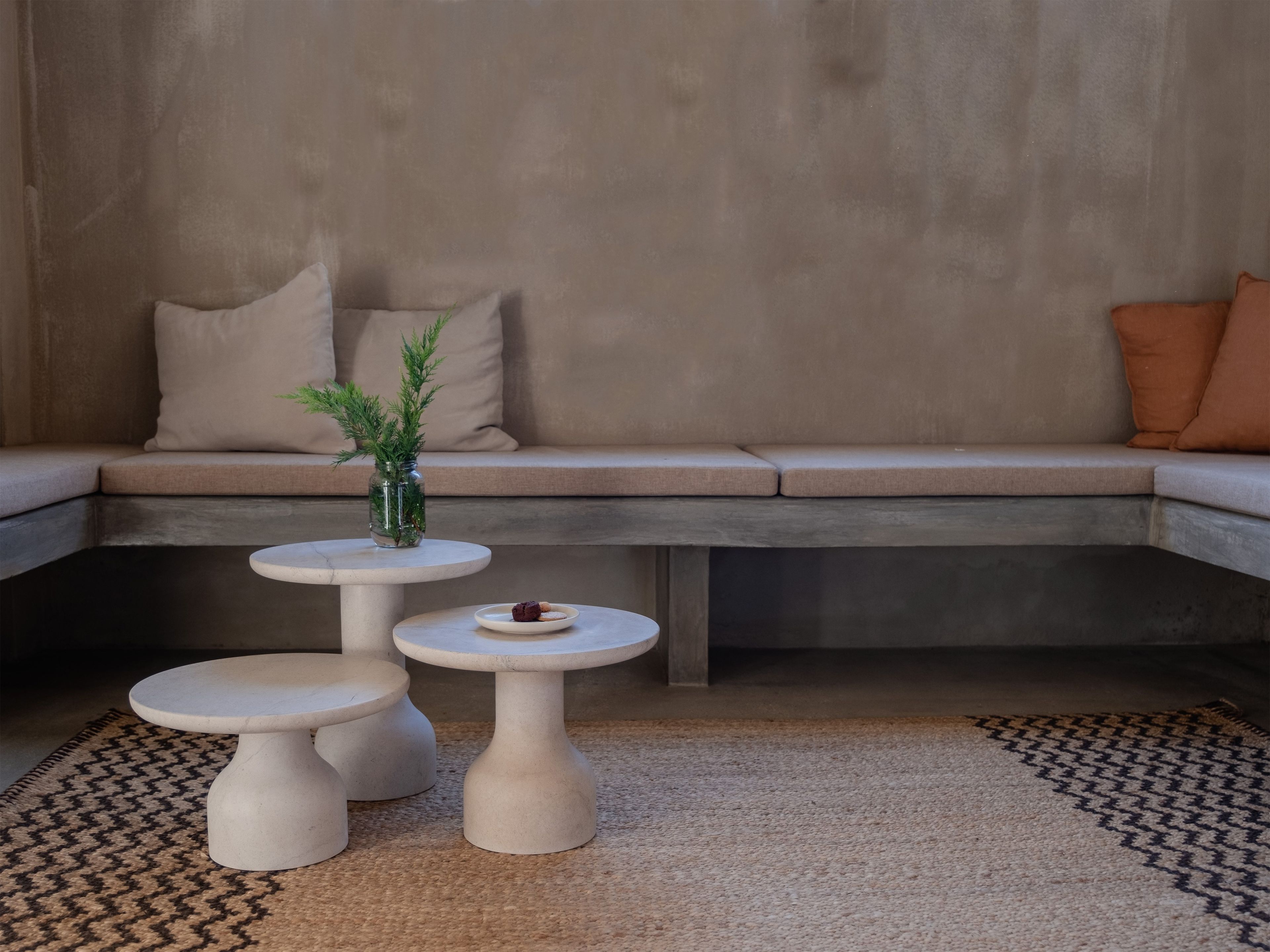 PESO | Low coffee table Low round calcareous stone coffee table By MOR DESIGN