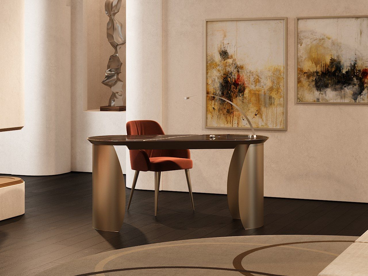 PETALO Glass writing desk with cover in Marmoreflex By Reflex | design ...