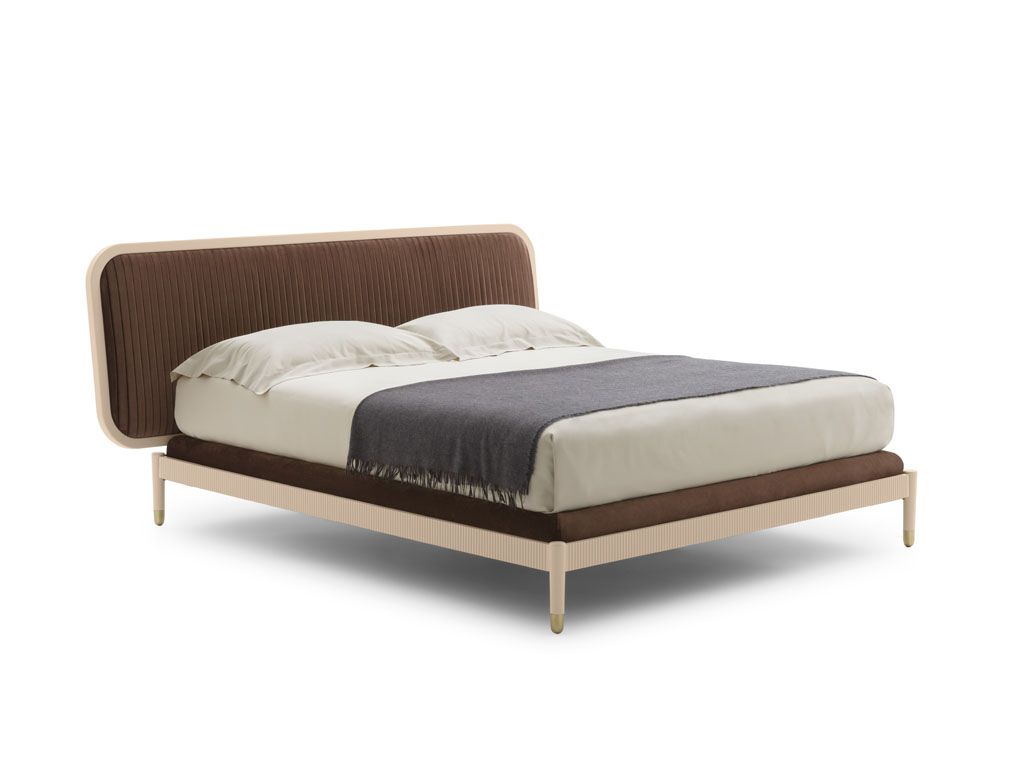 AMANTE PLISSÉ Wooden double bed with upholstered headboard By PIANCA ...