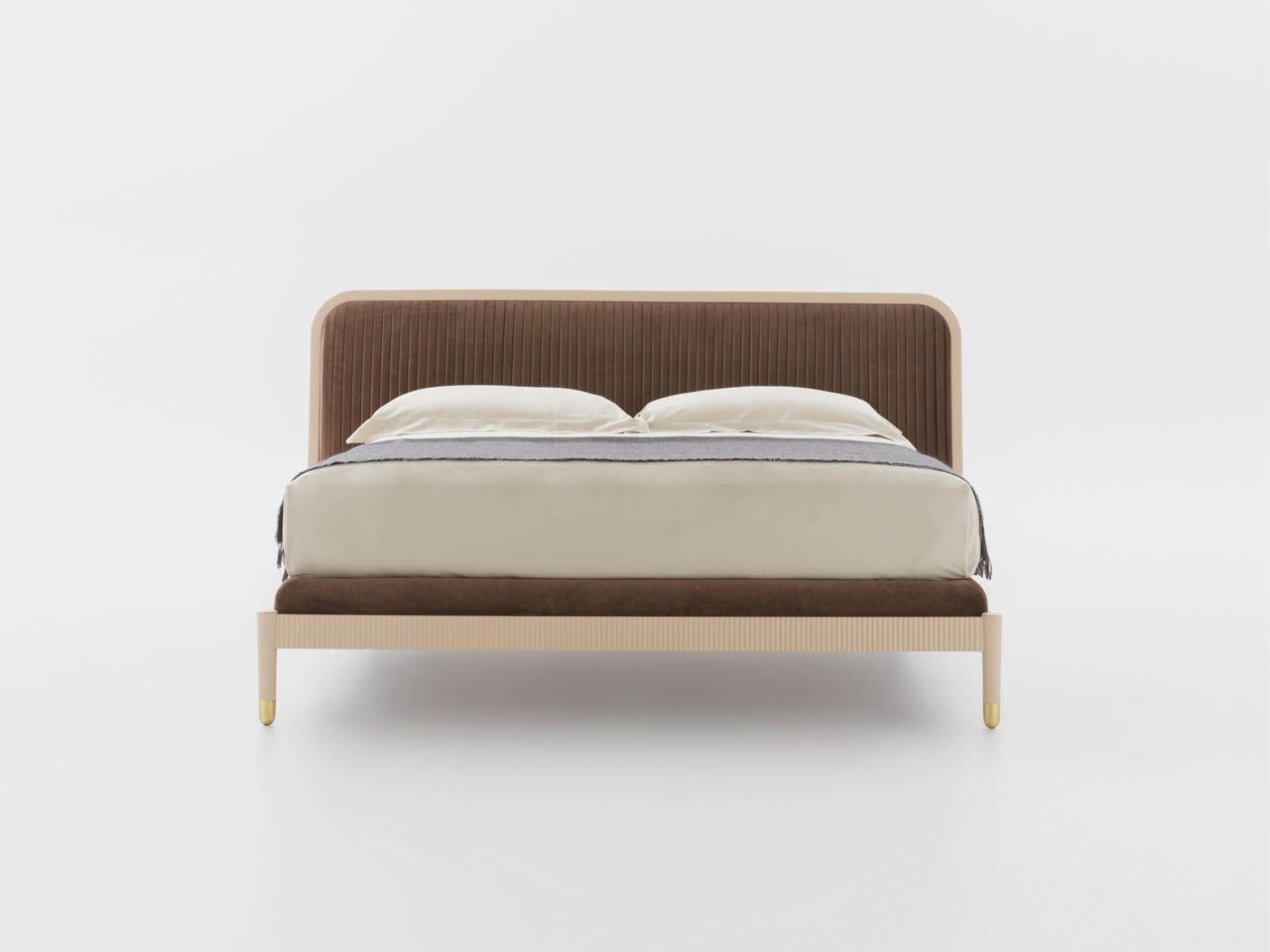 AMANTE PLISSÉ Wooden double bed with upholstered headboard By PIANCA ...