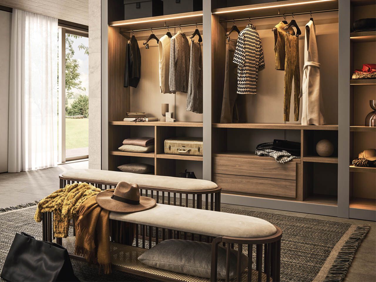 SIPARIO Sectional wooden walk-in wardrobe By PIANCA