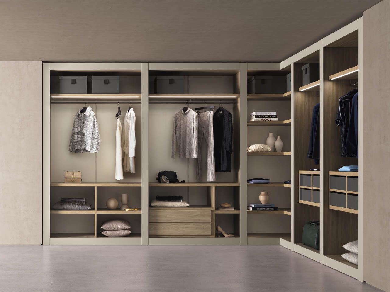 SIPARIO Sectional wooden walk-in wardrobe By PIANCA