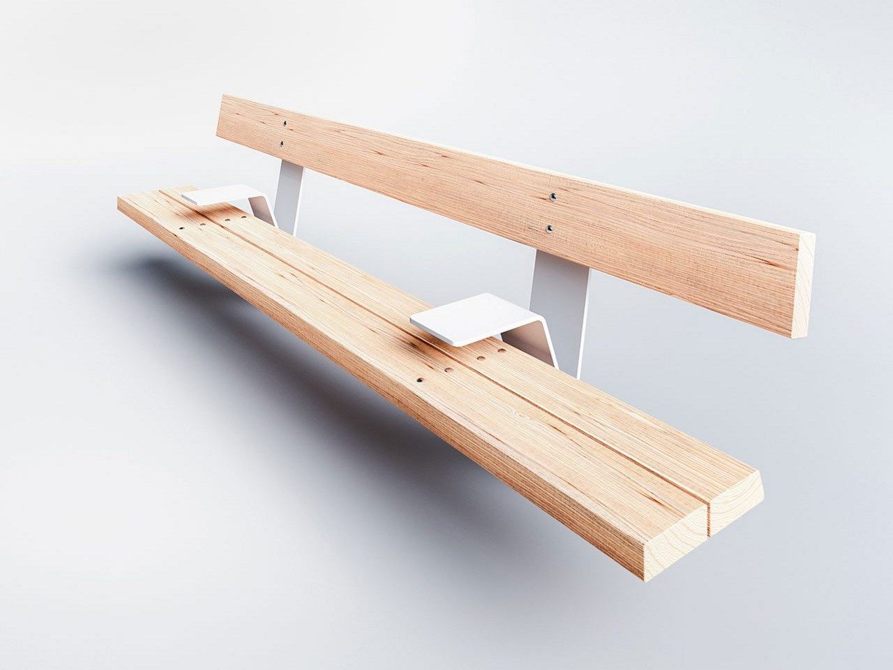 Steel and wood Bench with back PIK SEAT By Factory Furniture