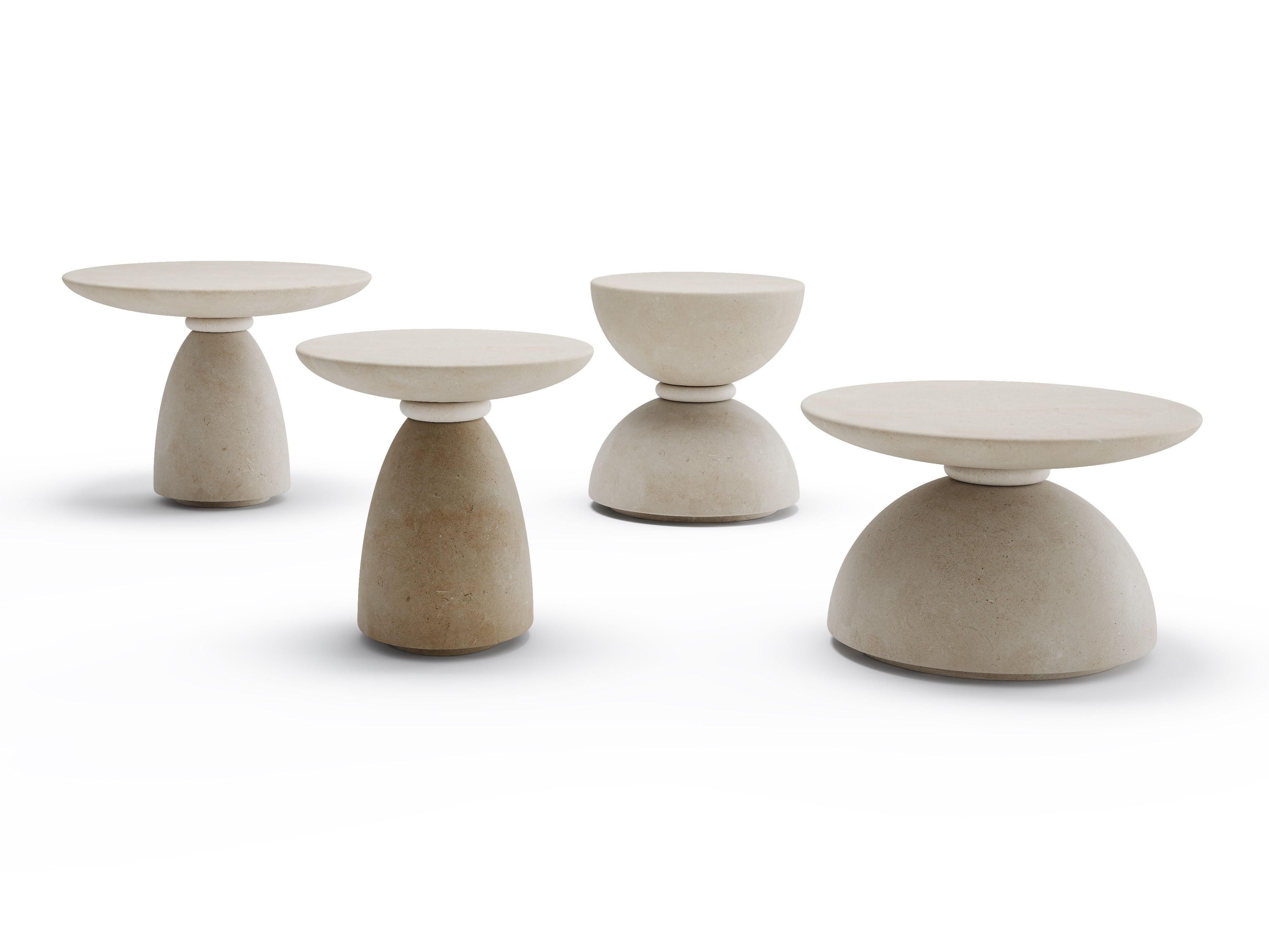 GEO Round lecce stone garden side table By PIMAR