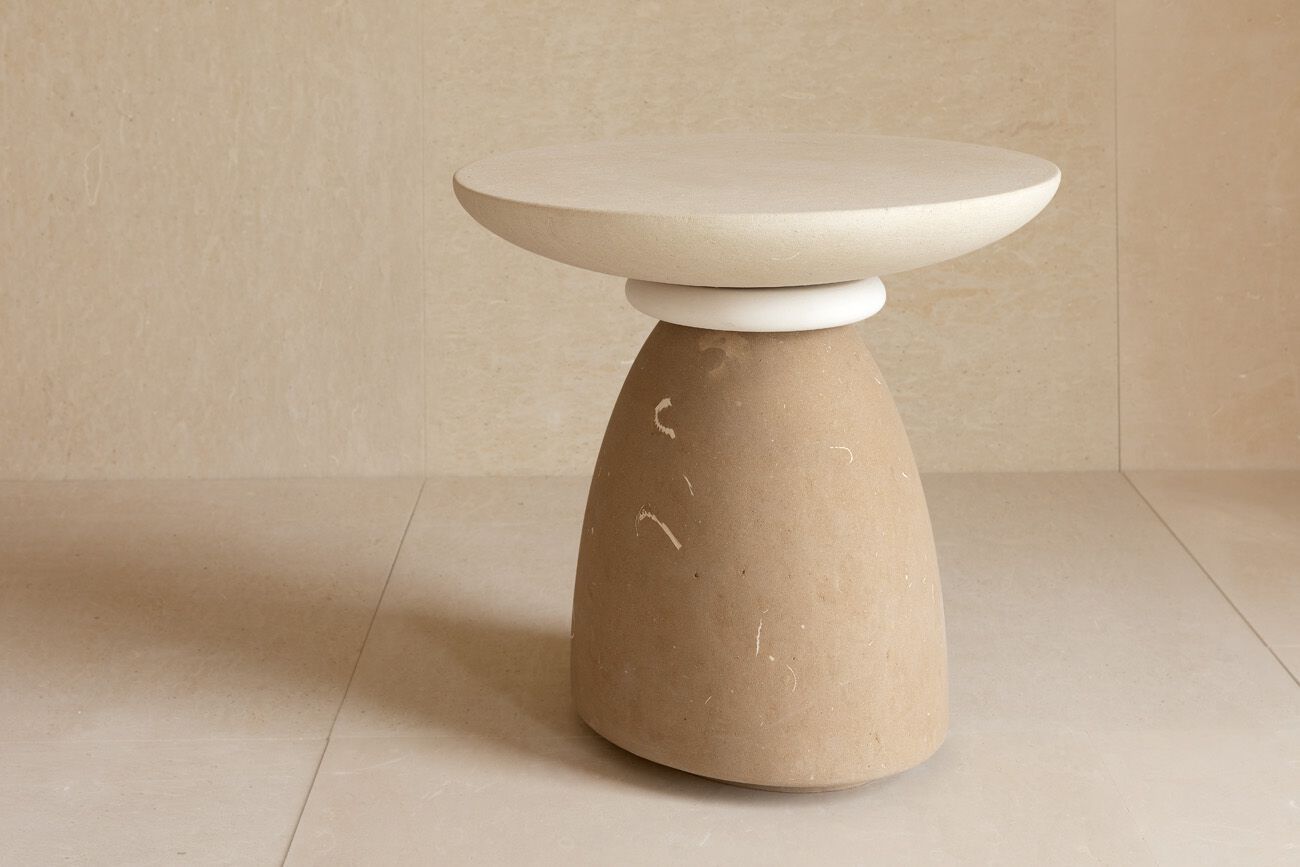 GEO Round lecce stone garden side table By PIMAR