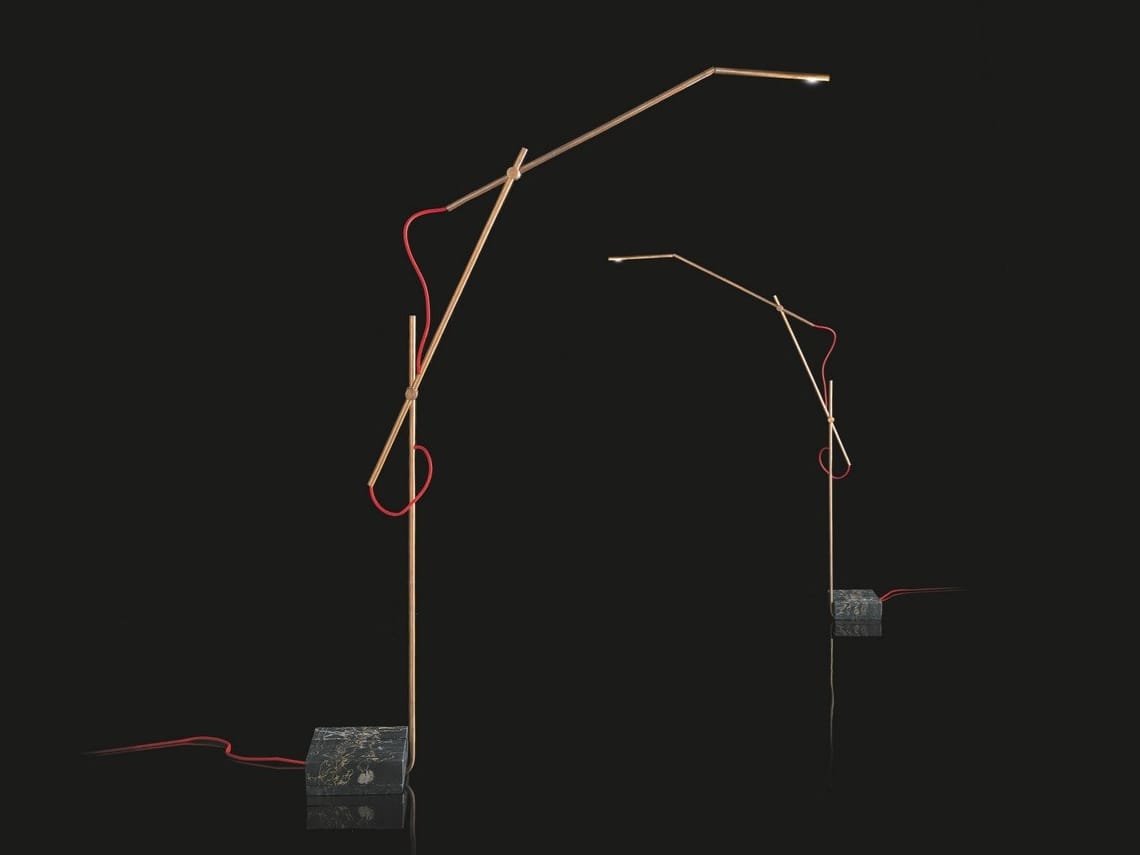 PIPE L LED adjustable brass floor lamp By Henge | design Massimo Castagna