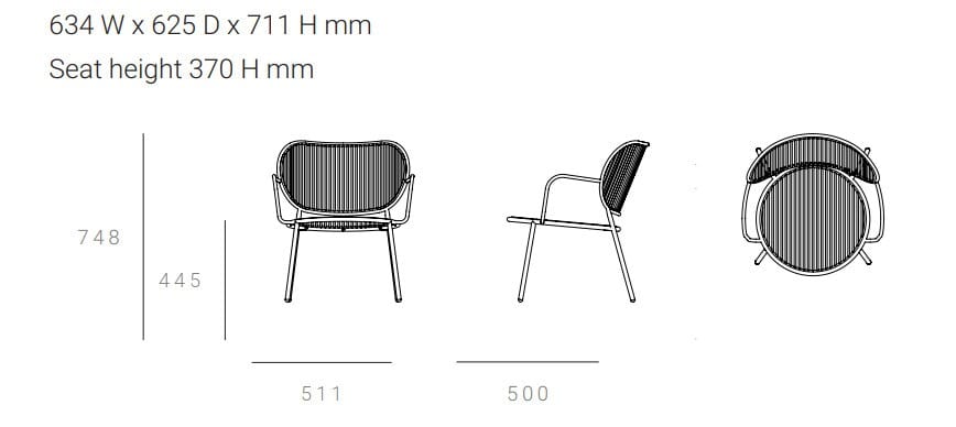 PIPER Powder coated steel easy chair with armrests By DesignByThem ...