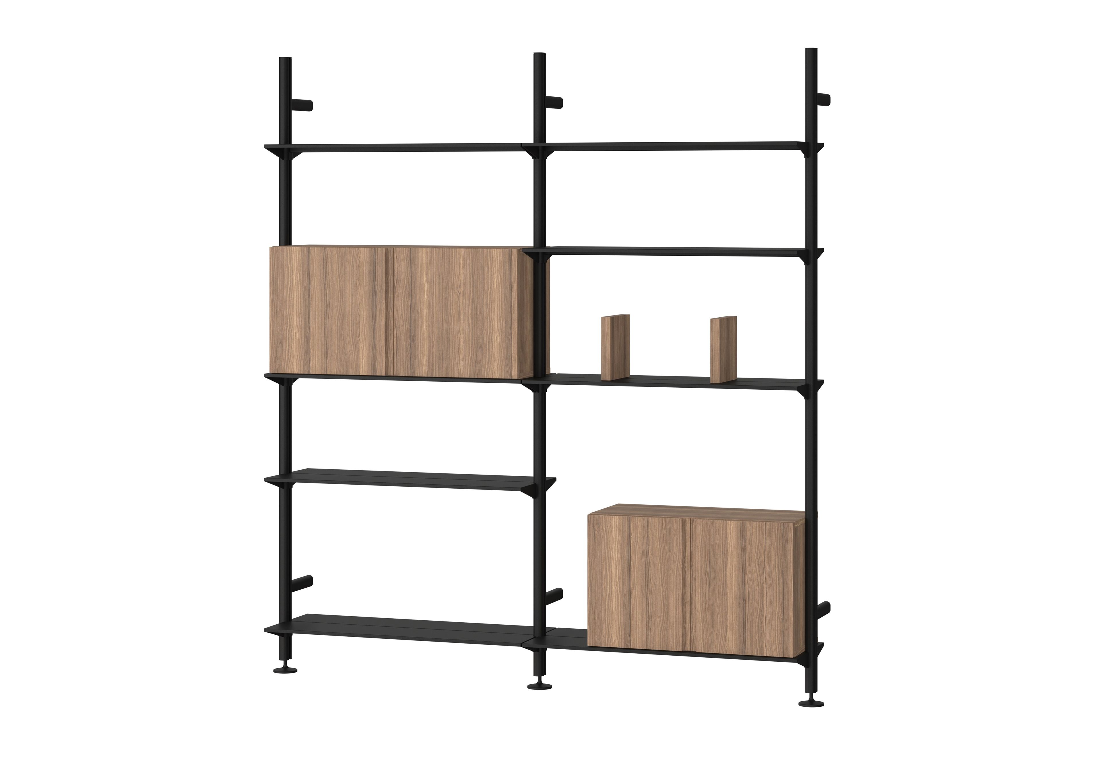 PIRA G2 Open wall-mounted aluminium and wood bookcase By String ...