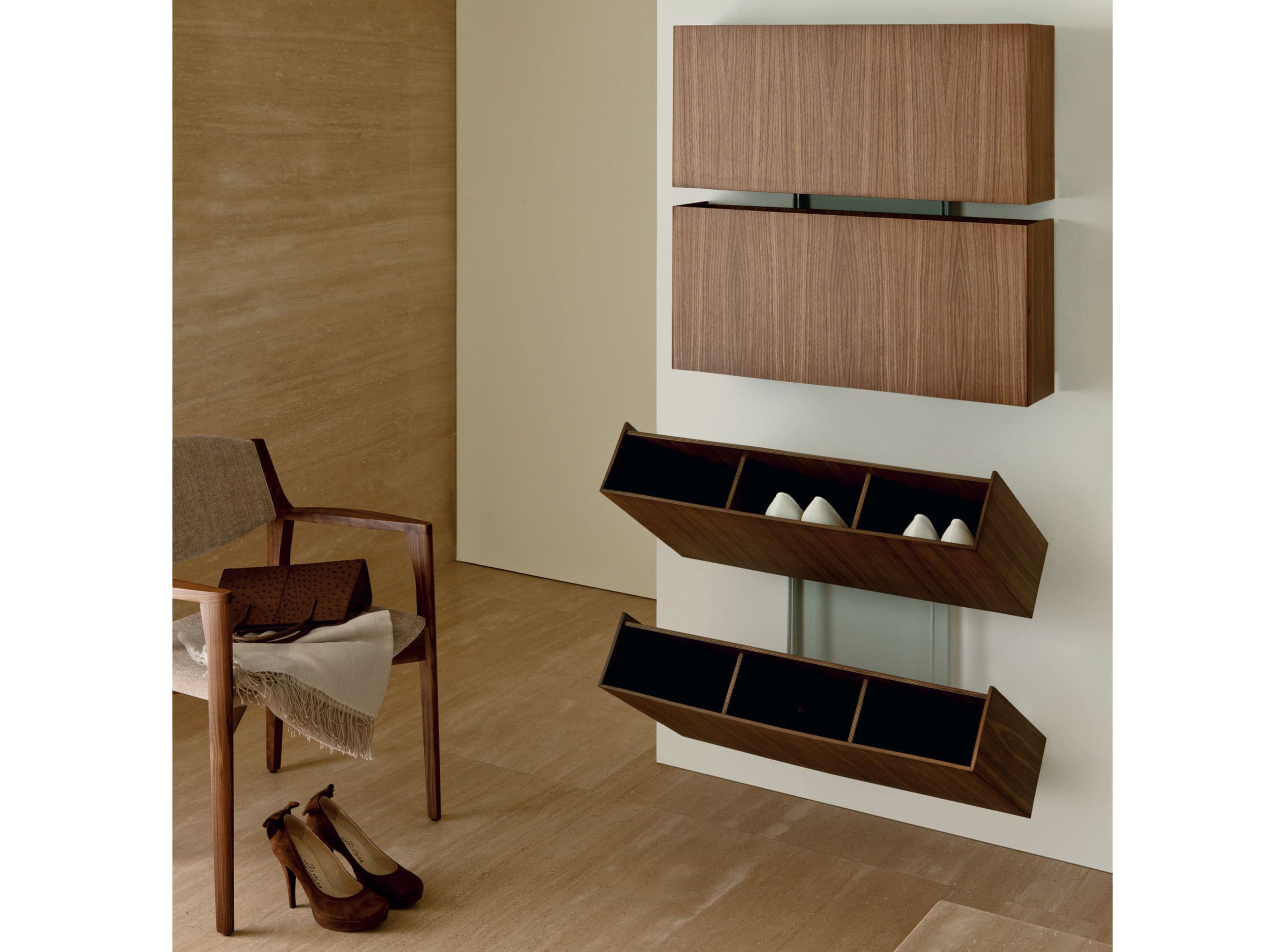 PIT STOP | Walnut shoe cabinet Wall mounted wooden shoe cabinet By ...