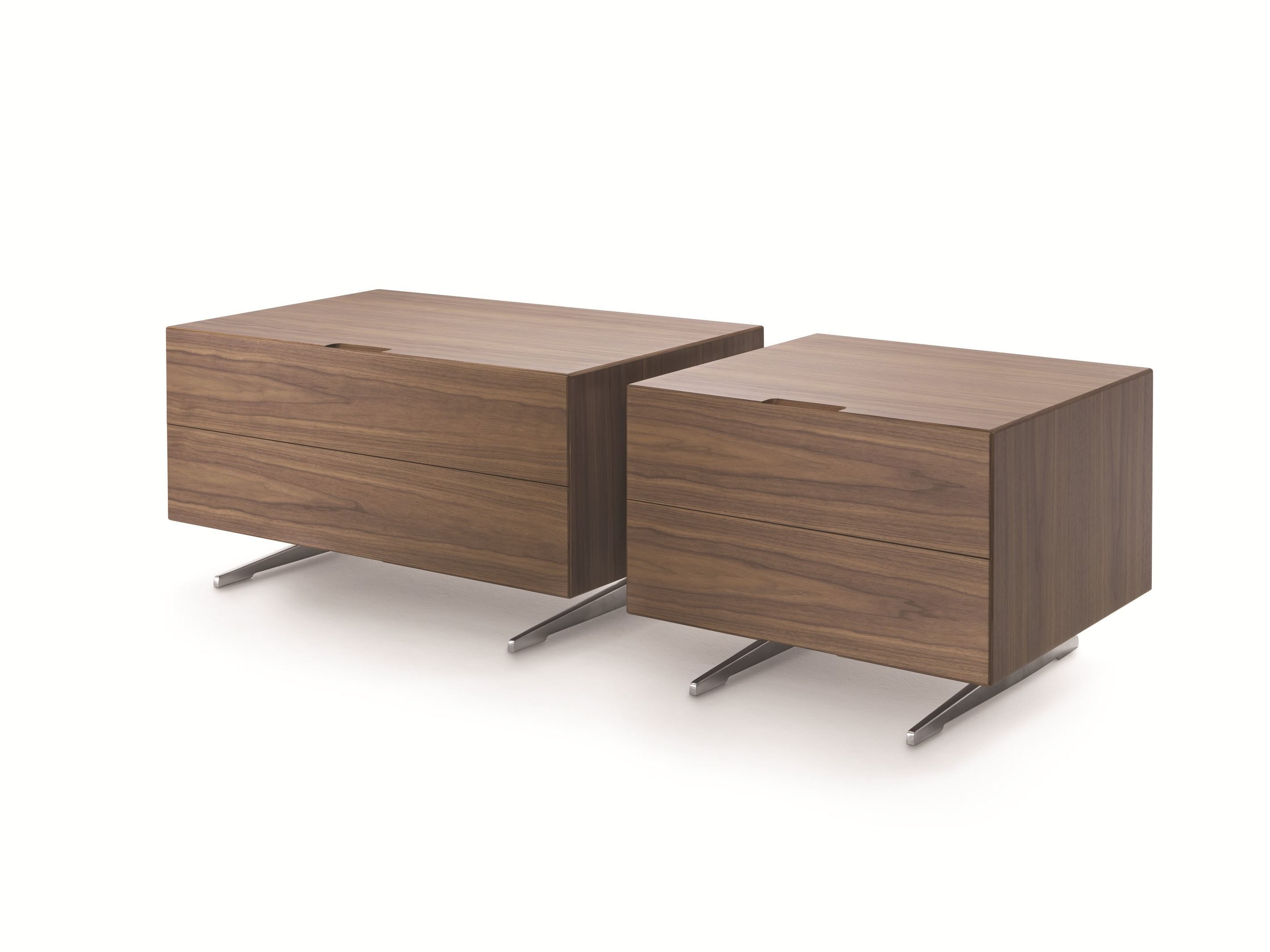 PIUMA Rectangular walnut bedside table with drawers By Flexform ...