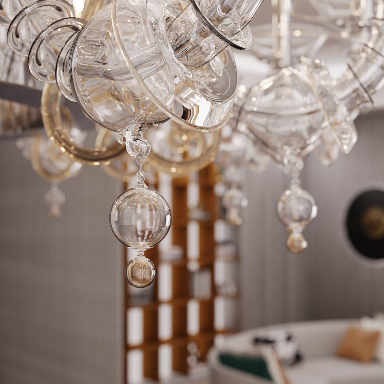 LOREDAN Murano glass modern chandelier By PIUMATI Murano Glass
