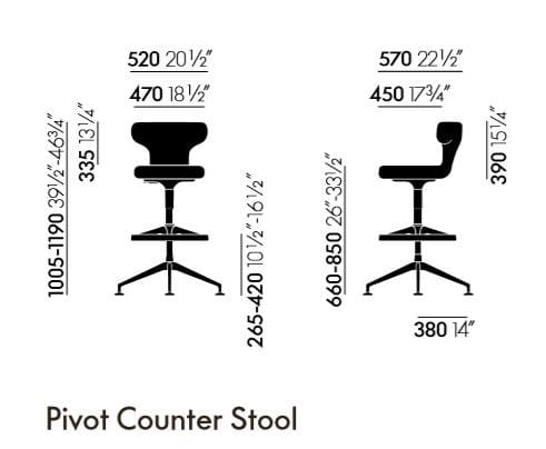 PIVOT COUNTER STOOL Taburete de oficina regulable en altura By Vitra | design Antonio Citterio