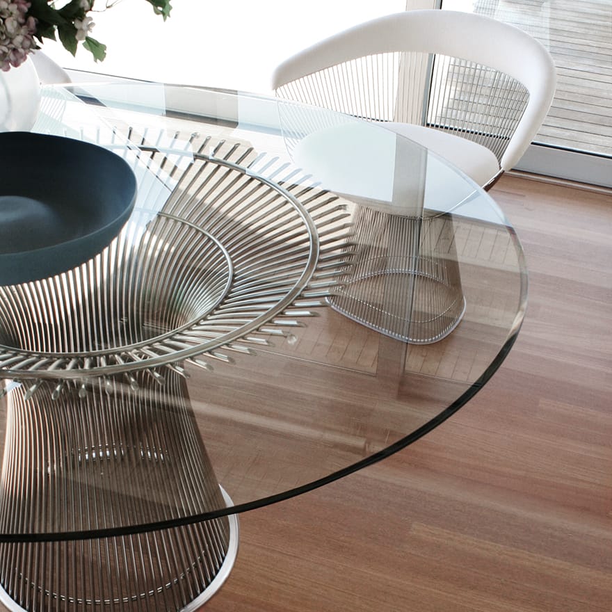 PLATNER | Glass and steel table By KNOLL design Warren Platner