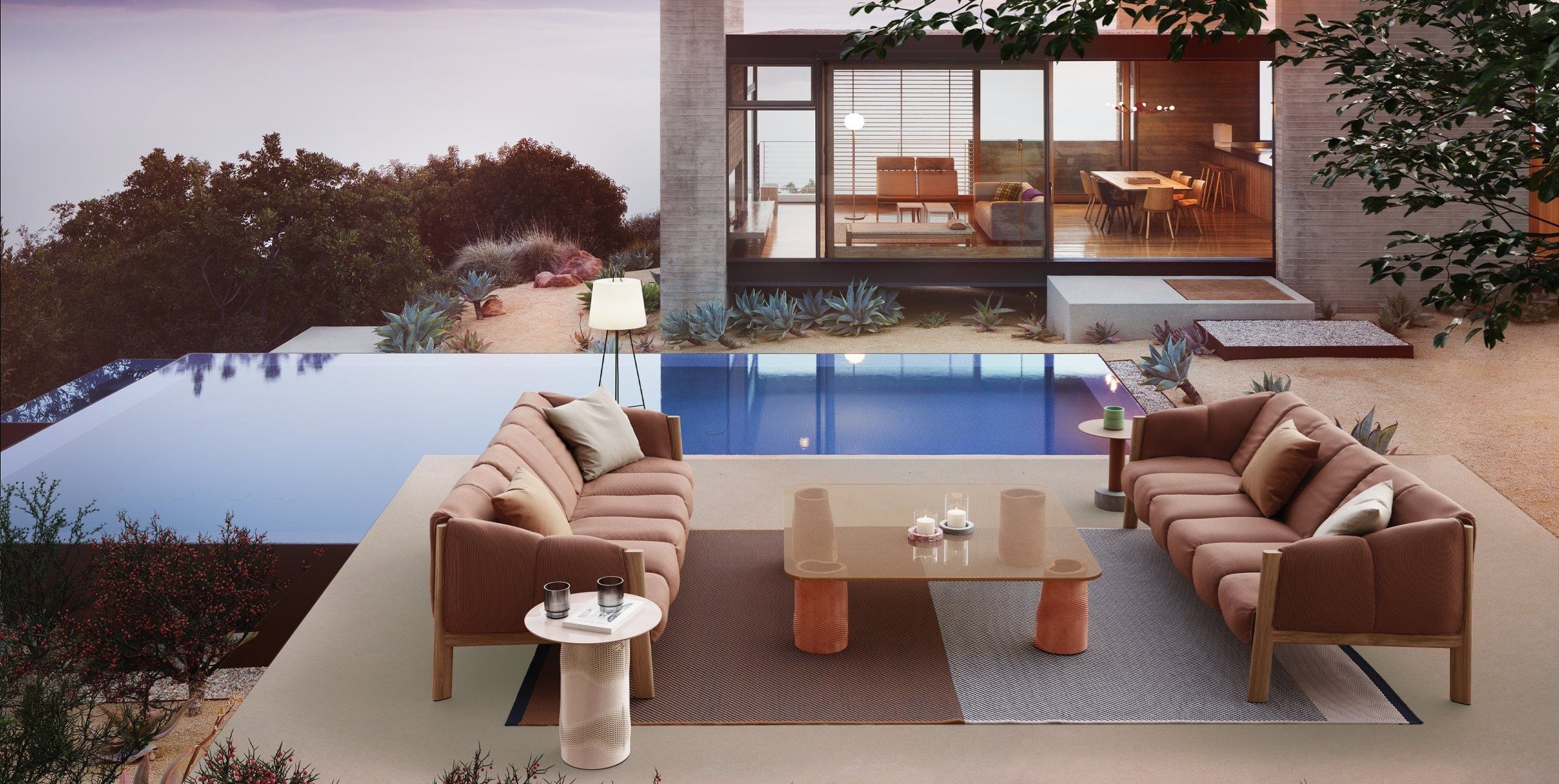 PLUMON 3 seater fabric garden sofa By Kettal | design Patricia Urquiola