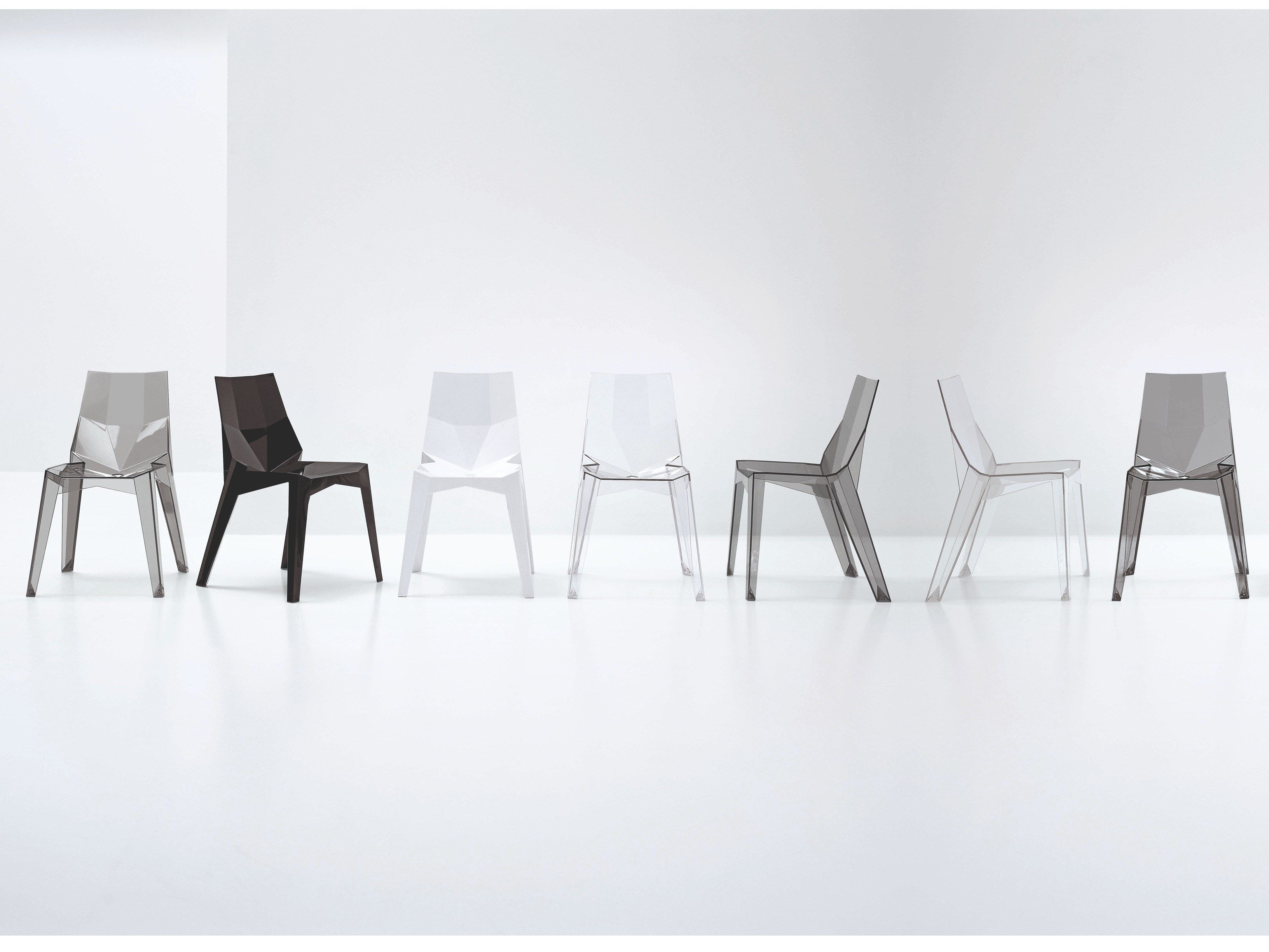Stackable polycarbonate chair POLY By Bonaldo design Karim Rashid