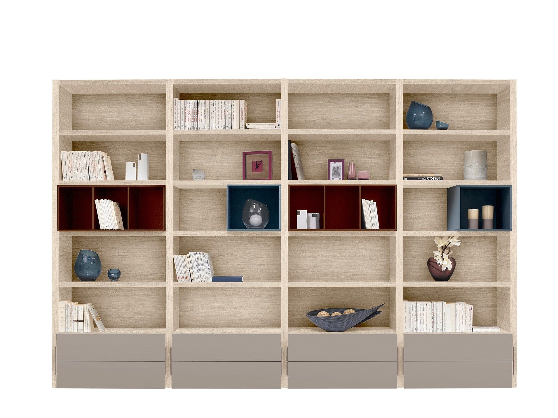 Open bookcase with drawers PREFACE - LAYOUT 4 By GAUTIER FRANCE