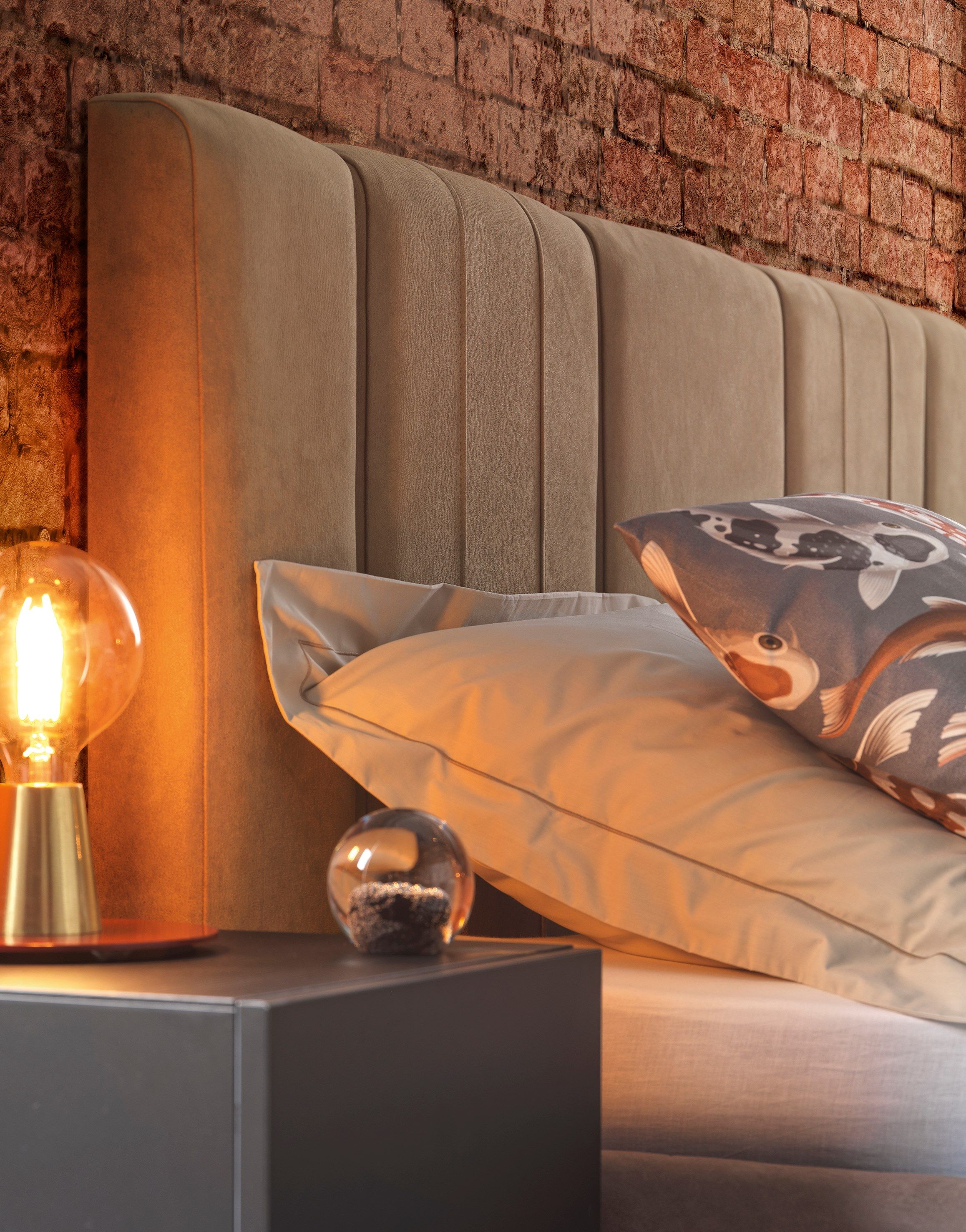 Upholstered Eco-leather bed with integrated nightstands PREMIUM By GAUTIER