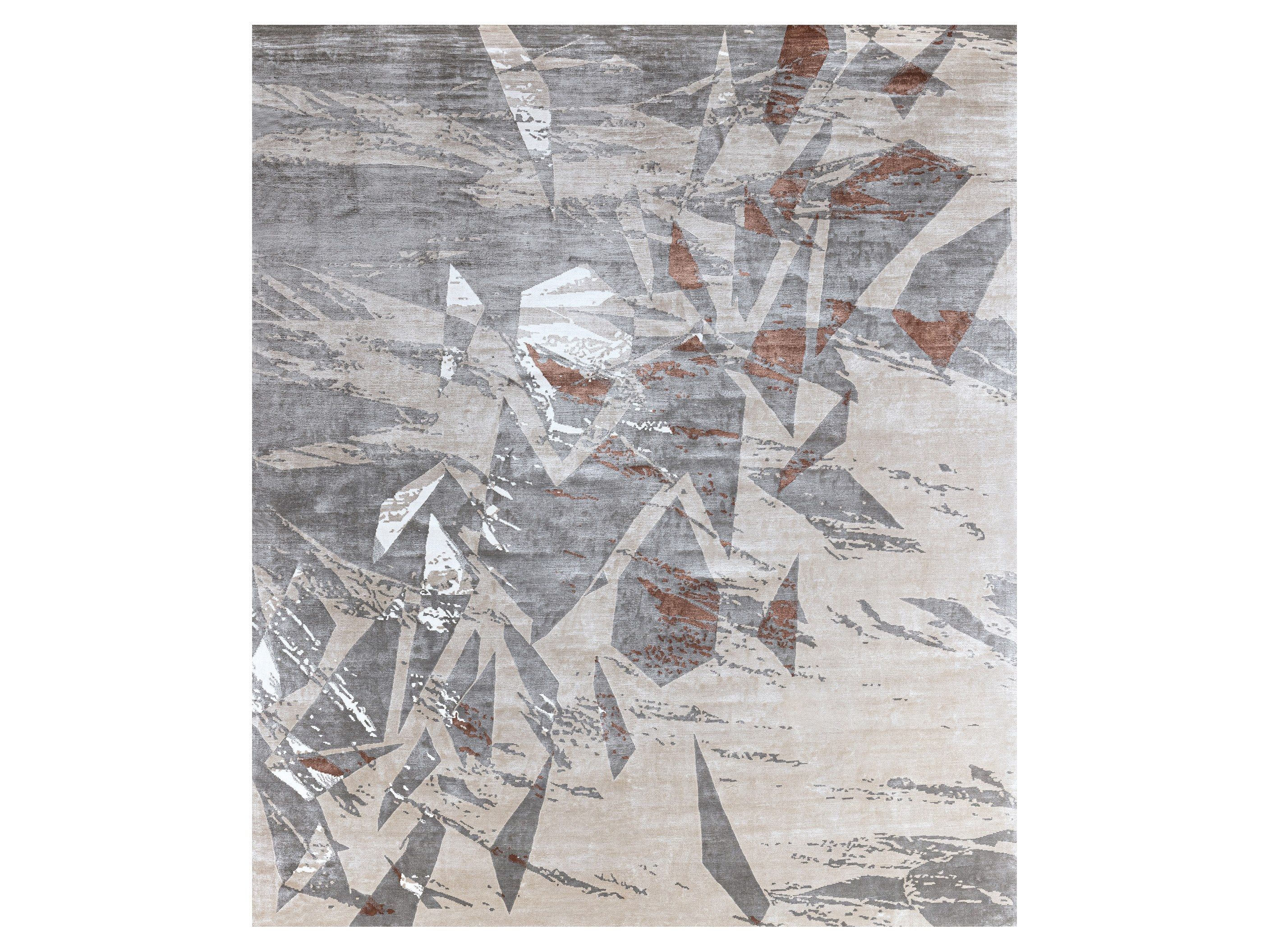 Handmade rectangular silk rug PRISM BRICK By Edition Bougainville