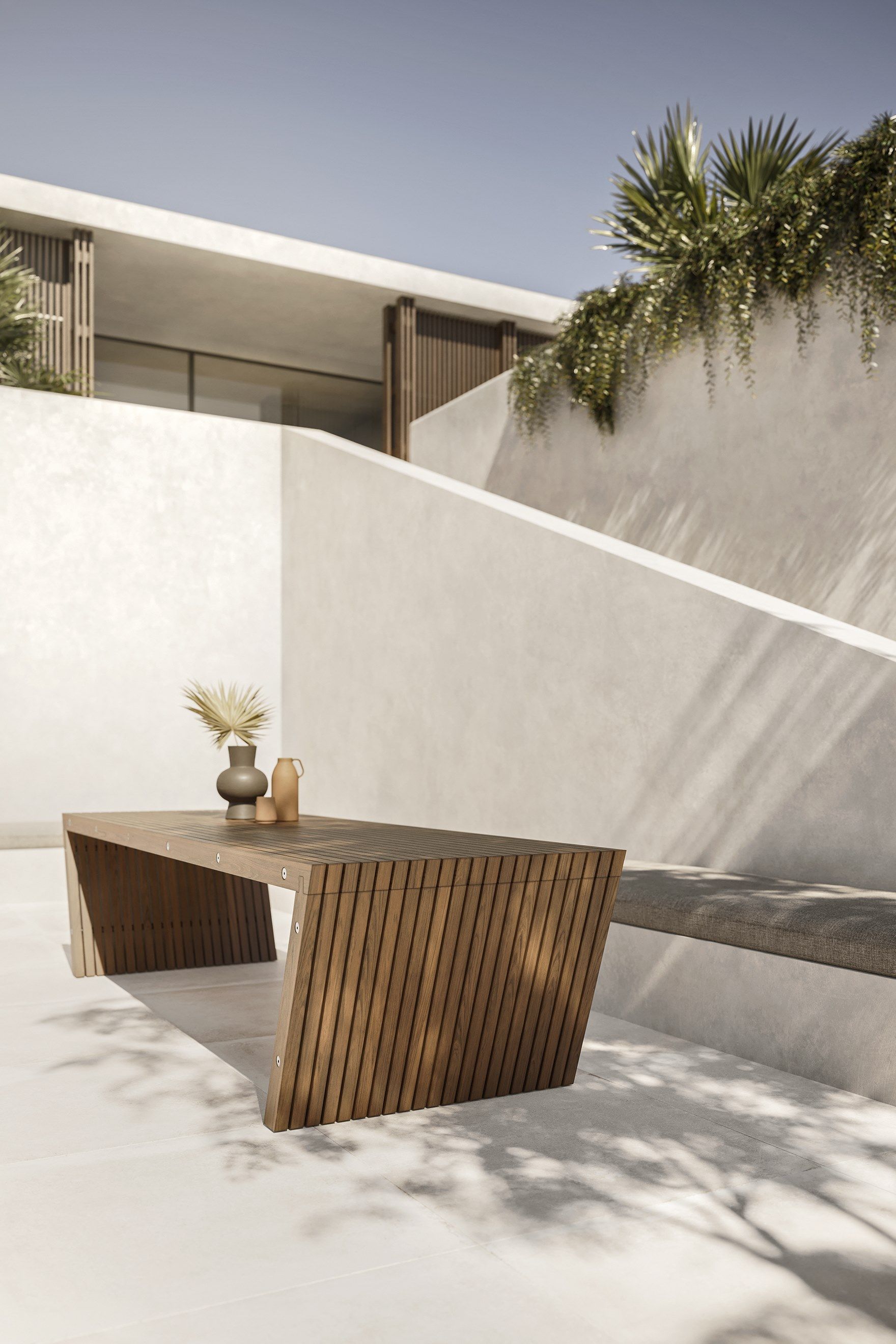 XY Rectangular solid wood garden table By MODULNOVA | design Carlo ...