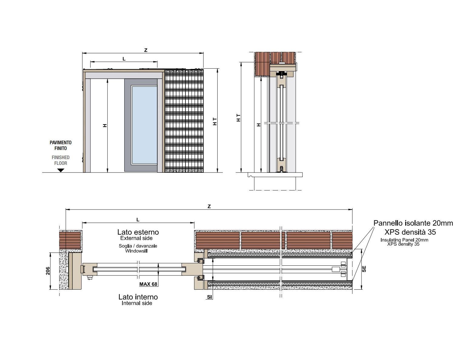 SKY ALZANTE Subframe with single door for lift and slide windows By PROTEK®