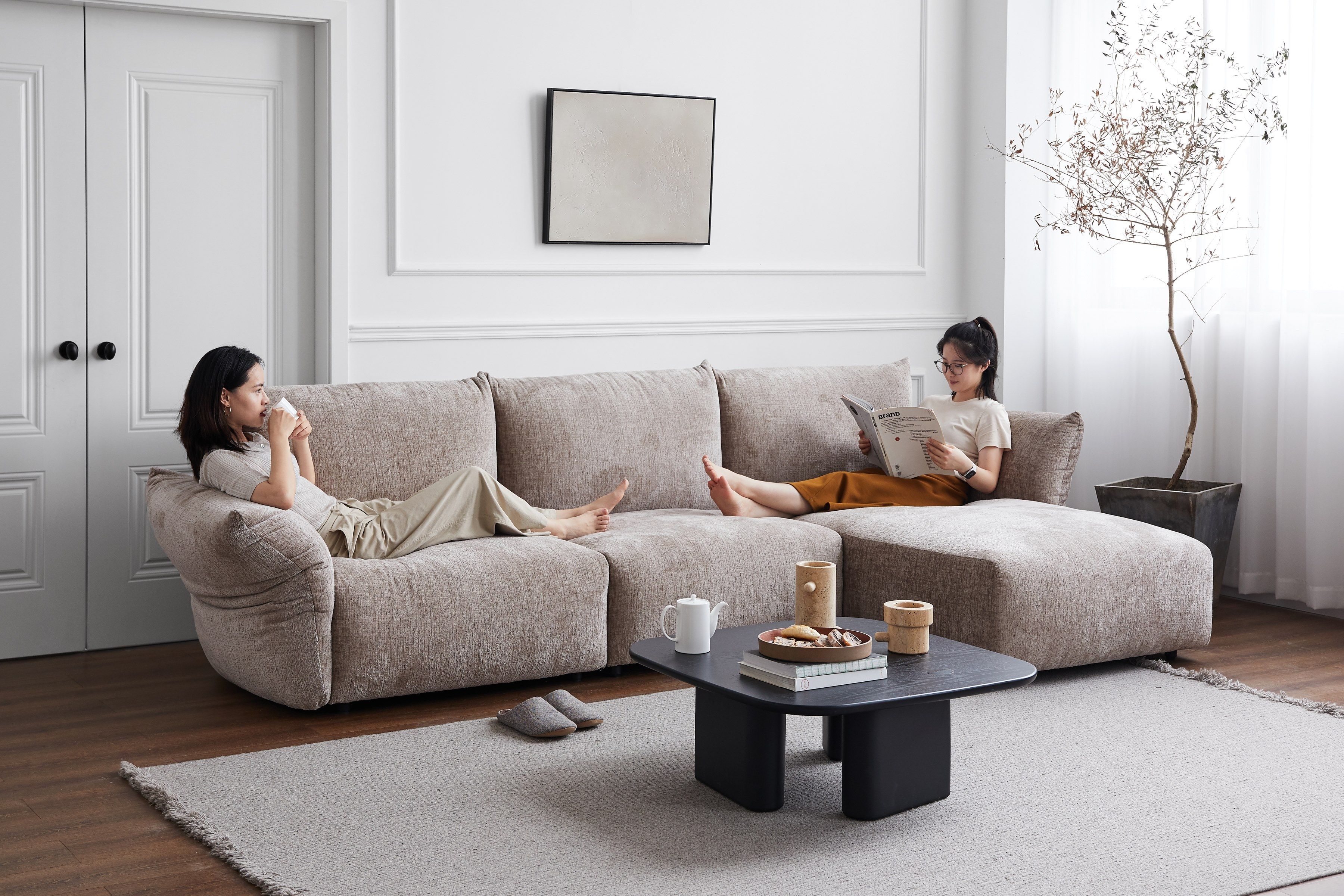 PUFF Divano in tessuto con chaise longue By grado design